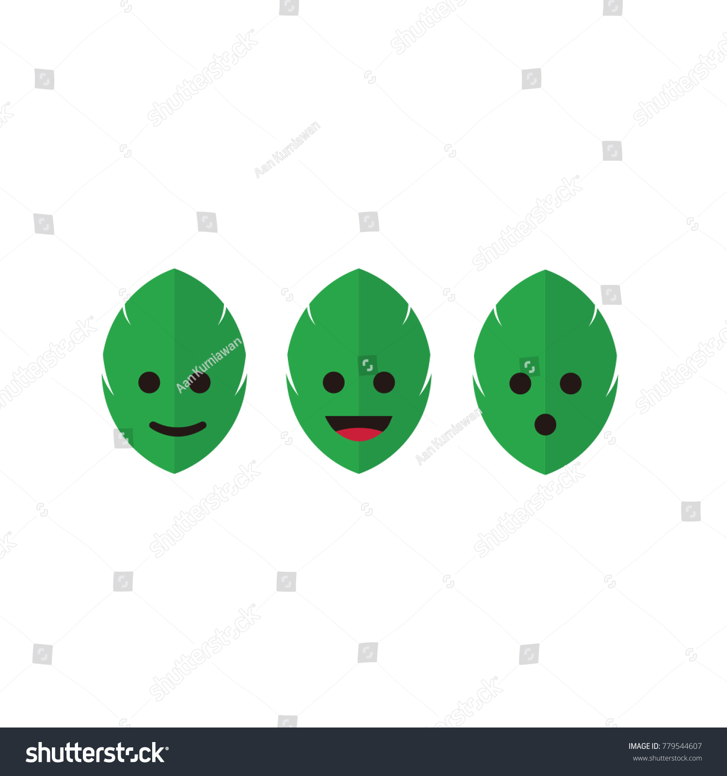Leaf Emoticon Logo Vector Flat Template 스톡 벡터(로열티 프리) 779544607 ...