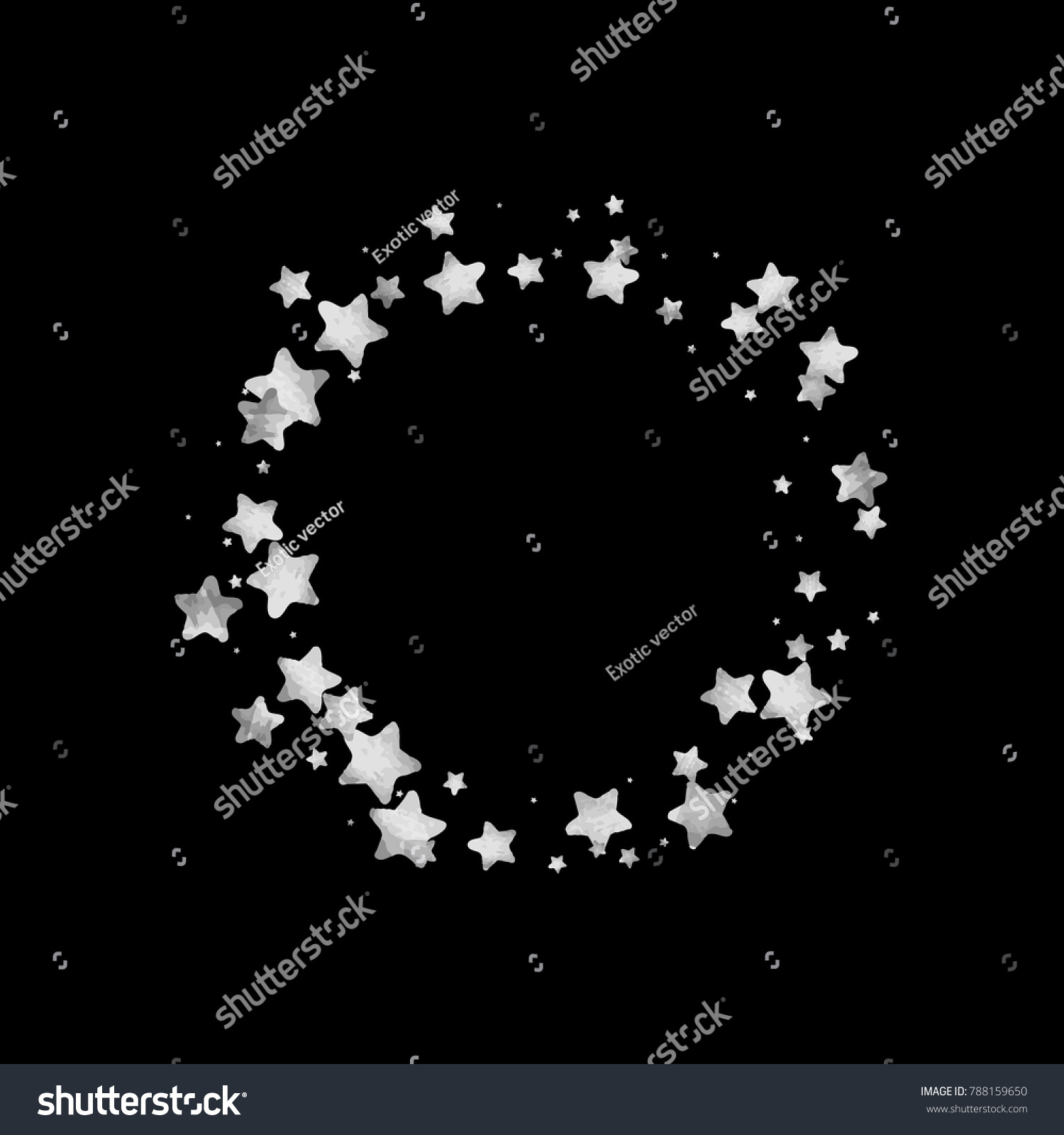 Silver Star Confetti Falling Starry Anniversary Stock Vector Royalty