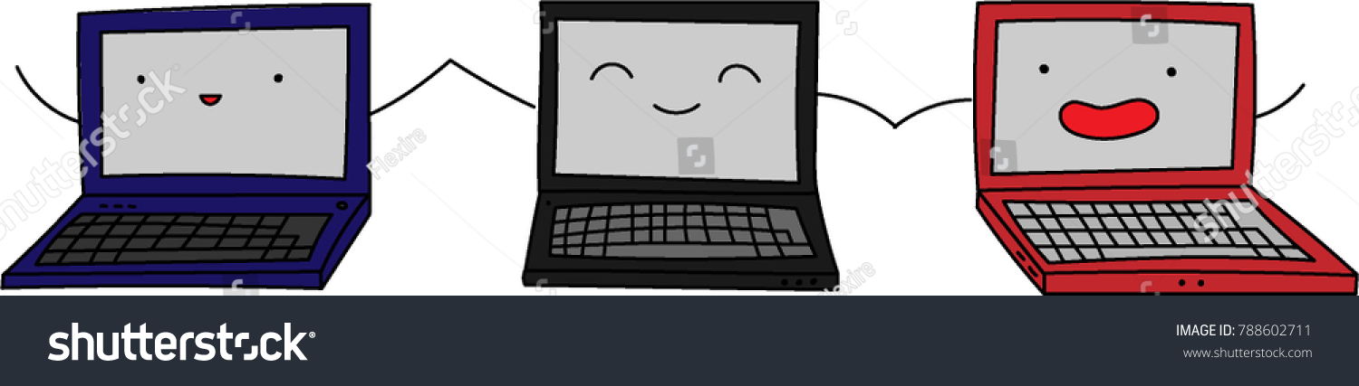 Serial Parallel Computing Happy Computers Networking Stock Vector ...