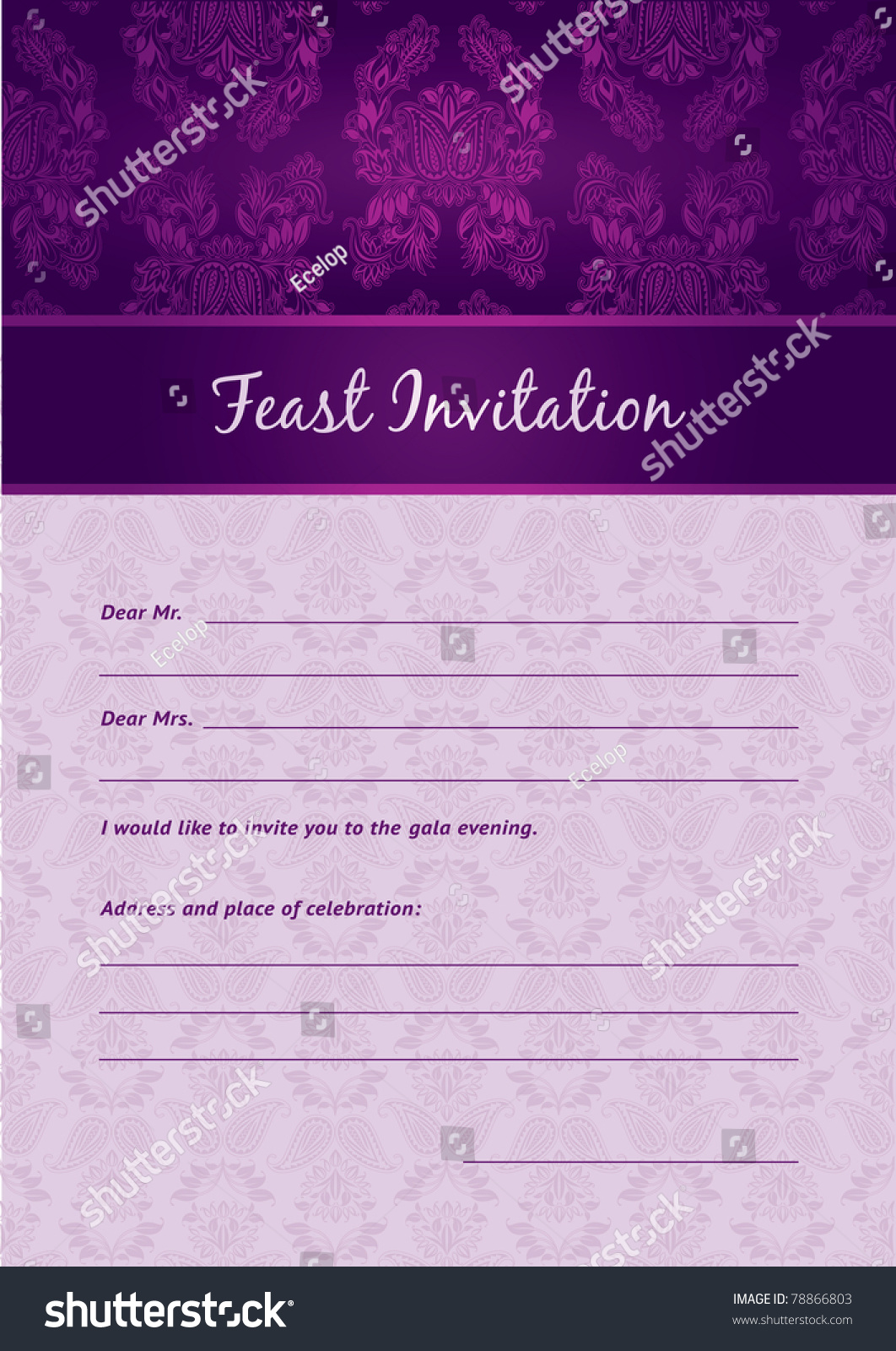 Decorative Pattern Frame Template Perfect Invitation Stock Vector Royalty Free 78866803