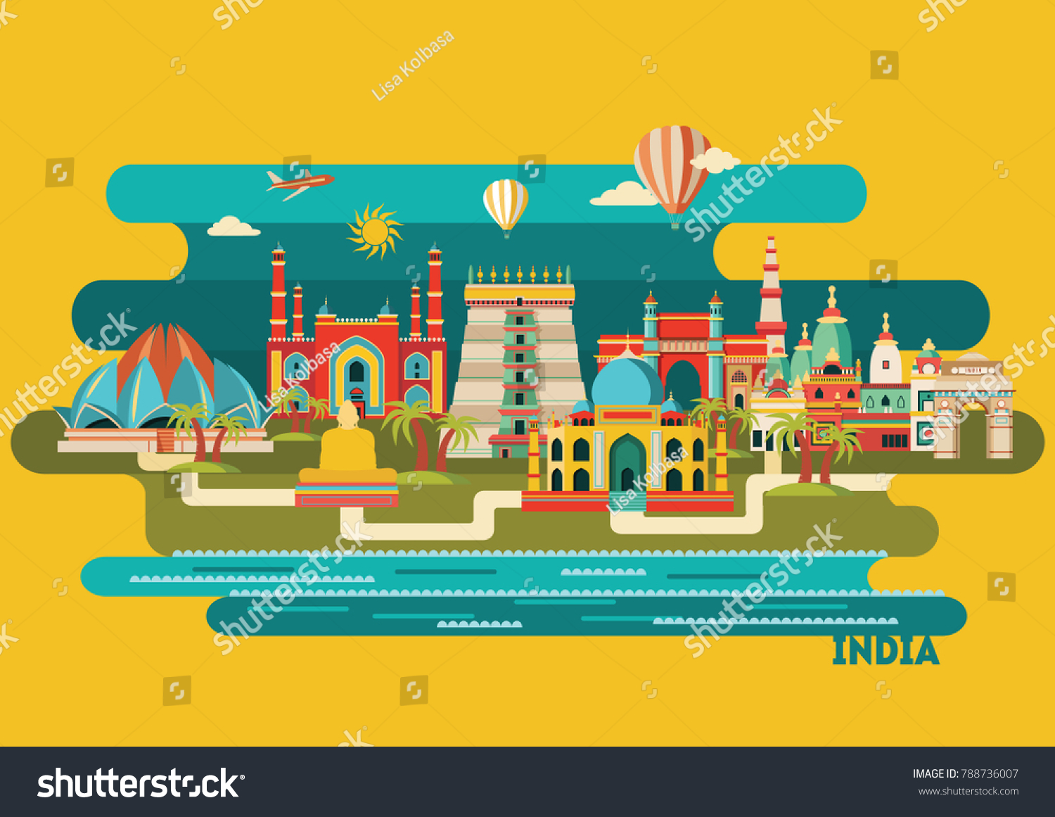 Colorful Detailed India Skyline Travel Tourism Stock Vector (Royalty ... Colorful Detailed India Skyline Travel Tourism Stock Vector (Royalty ...