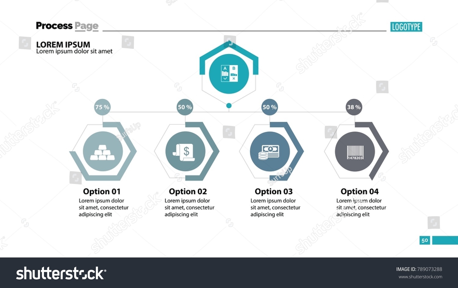 Four Options Workflow Slide Template Stock Vector Royalty Free