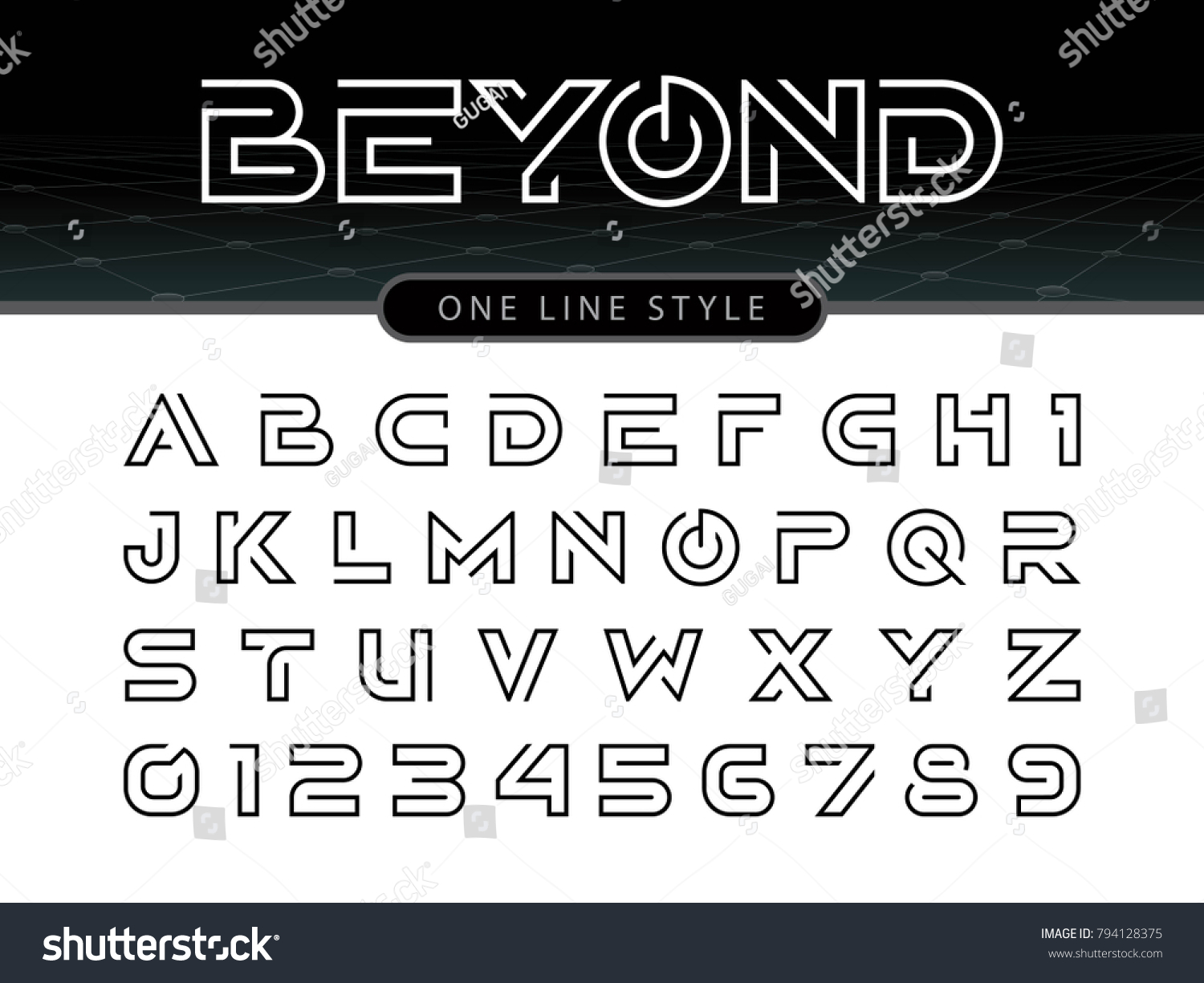 Vector Futuristic Alphabet Letters Numbers One Stock Vector Royalty