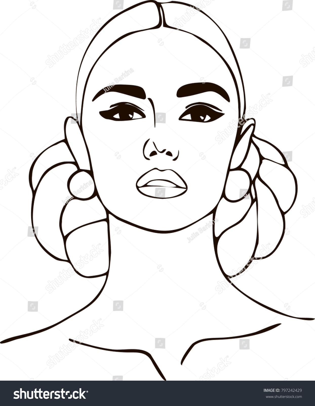 Beautiful Girl Outline Vector 스톡 벡터 로열티 프리 797242429 Shutterstock
