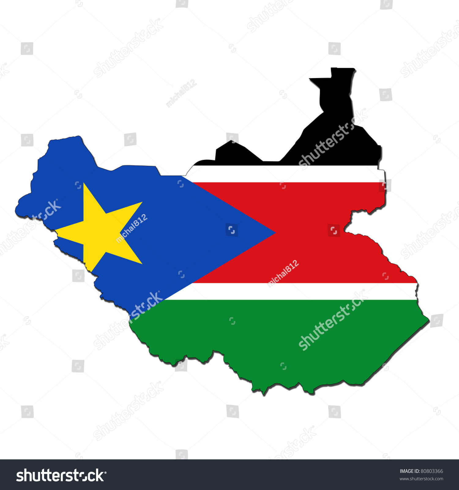 South Sudan Territory Flag On Map Stock Illustration 80803366 ...