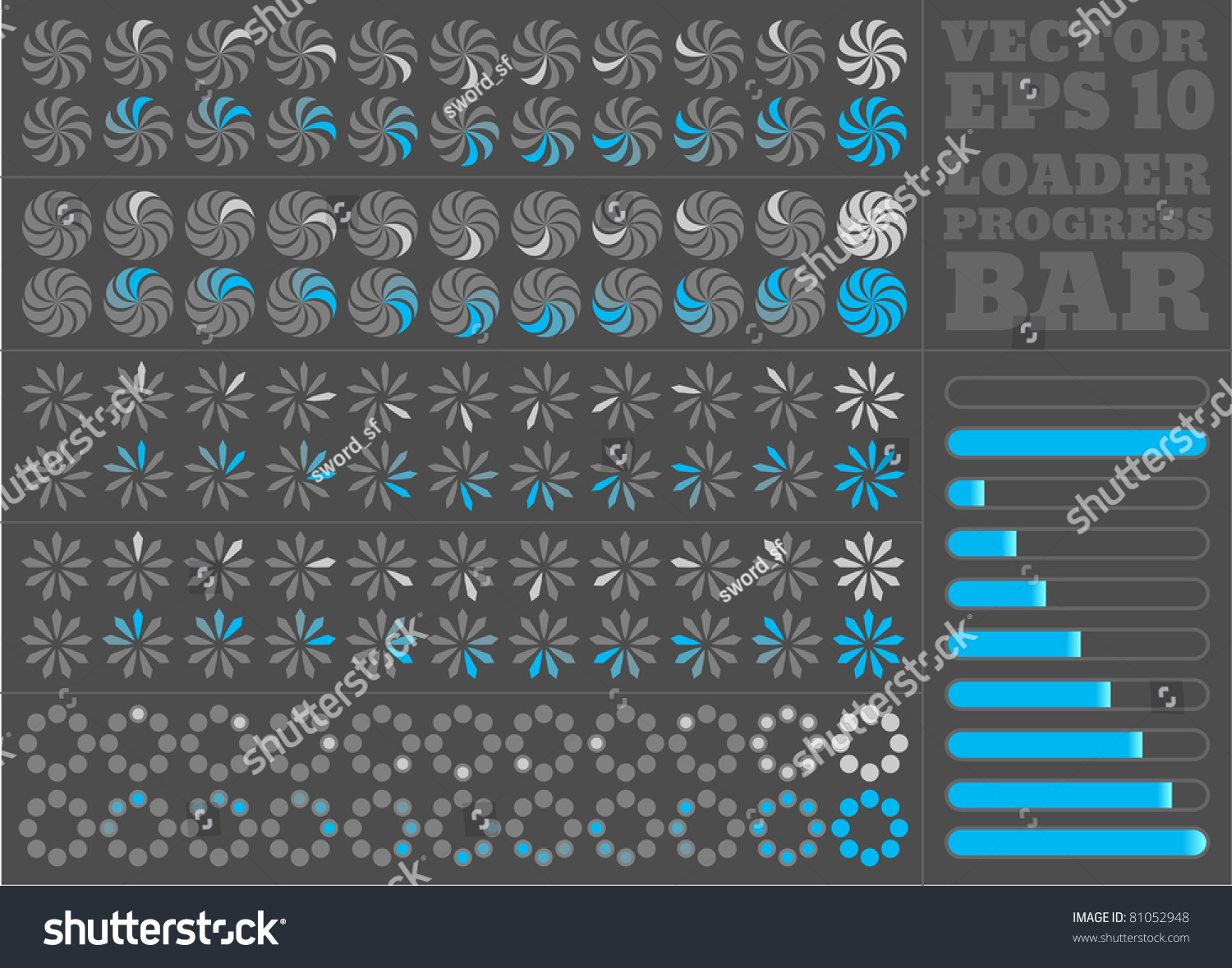 Vector Loader Progress Bar Set Stock Vector (Royalty Free) 81052948 ...