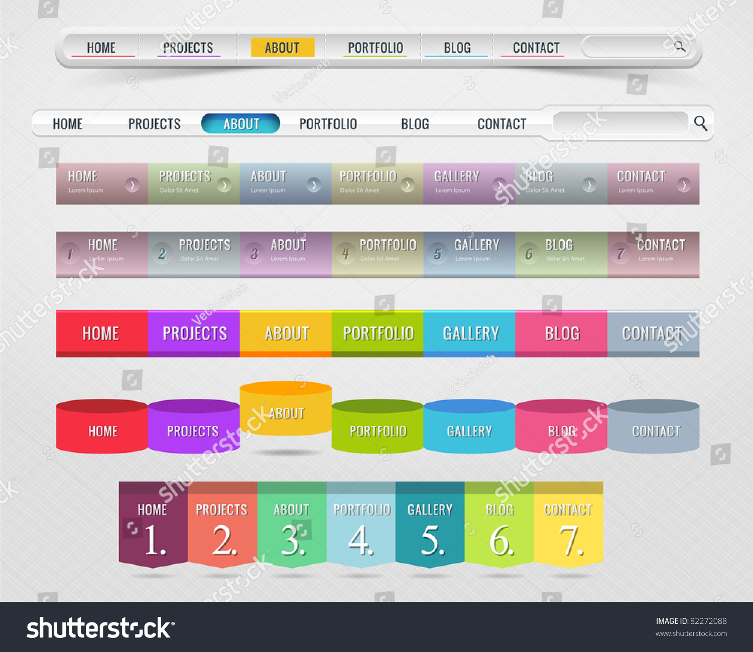 Web Elements Vector Header Navigation Templates Stock Vector Royalty Free 82272088 Shutterstock