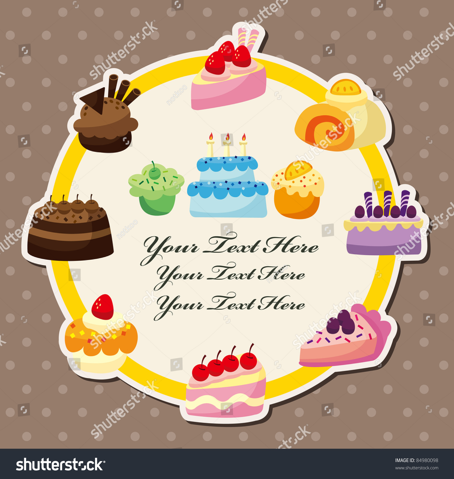 Cartoon Cake Card Stock Vector (Royalty Free) 84980098 | Shutterstock