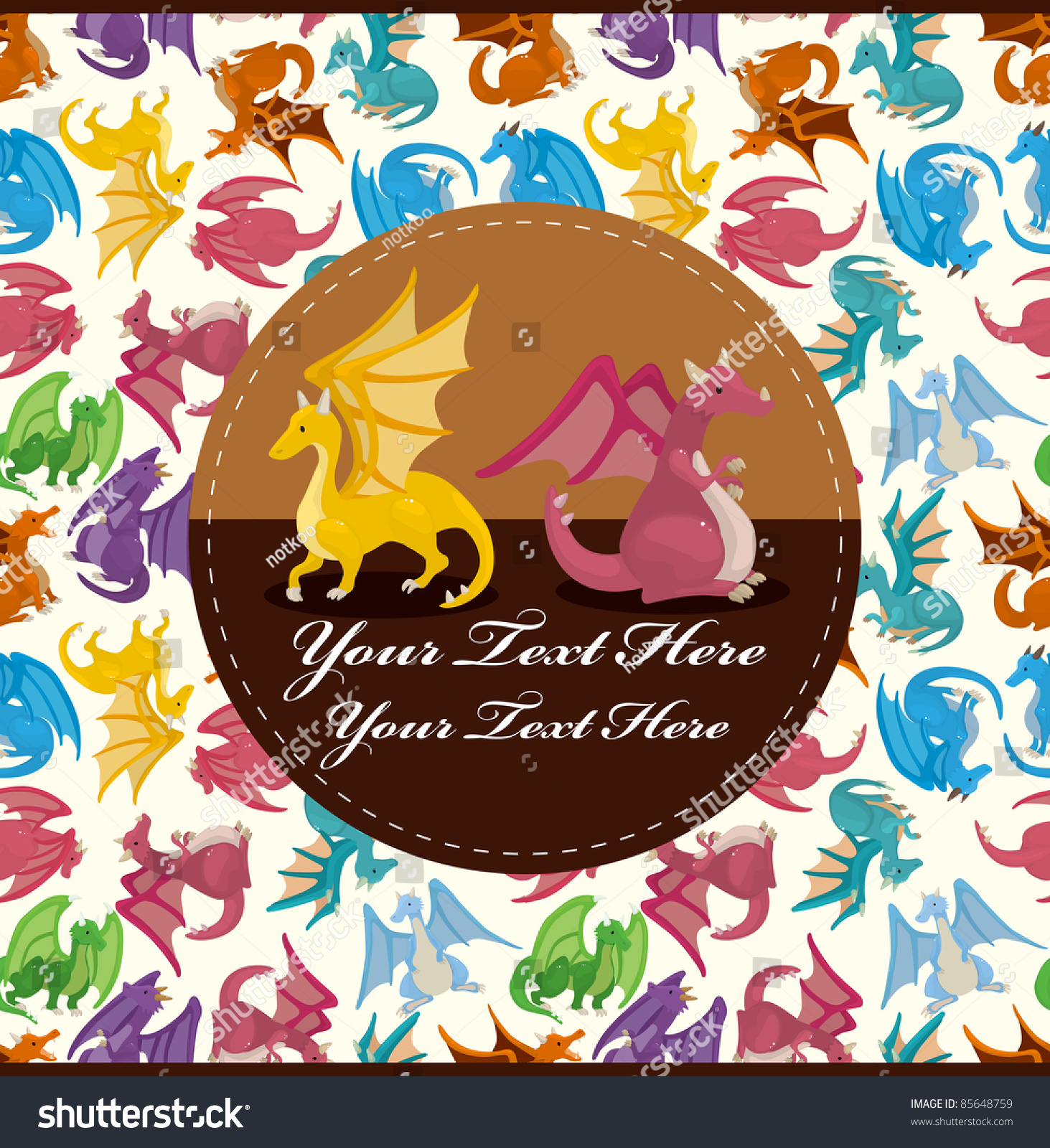 Cartoon Fire Dragon Card Stock Vector (Royalty Free) 85648759 ...