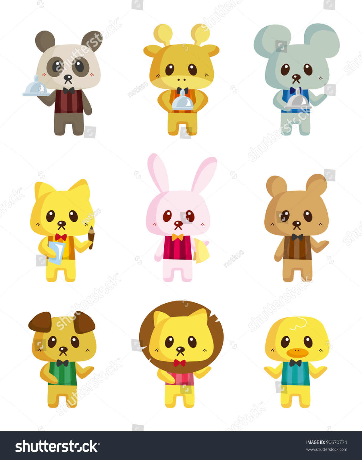 Cartoon Animal Waiter Icons Stock Vector (Royalty Free) 90670774 ... Cartoon Animal Waiter Icons Stock Vector (Royalty Free) 90670774 ...