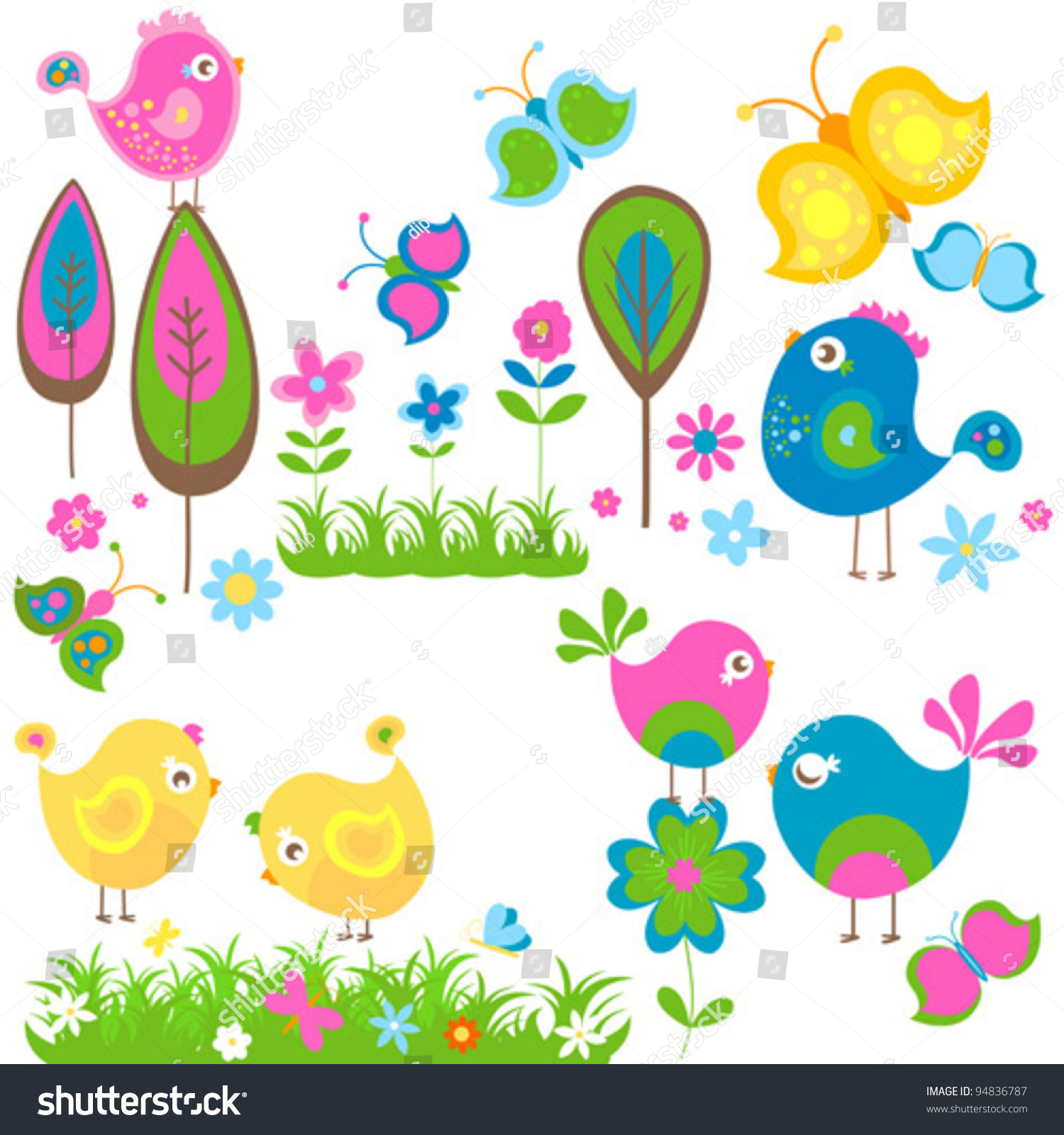 Spring Elements Set Stock Vector (Royalty Free) 94836787 | Shutterstock
