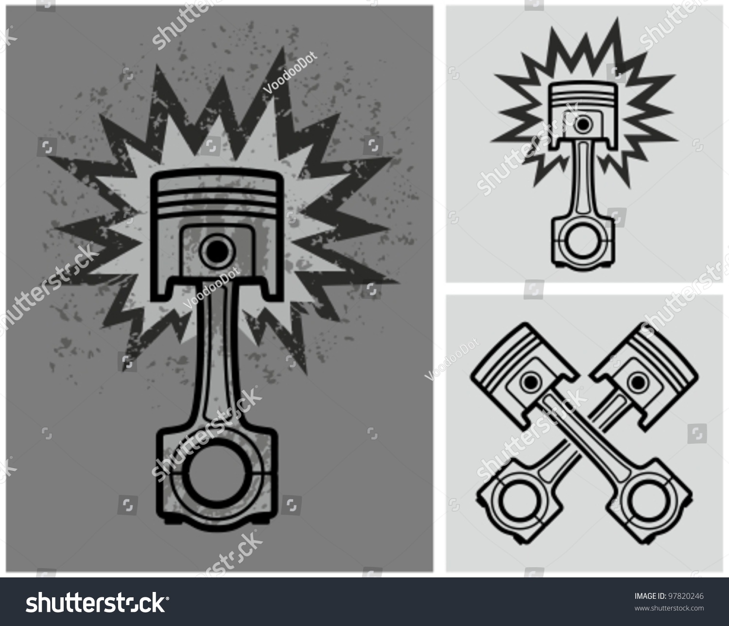 Exploding Car Engine Piston Vector Illustration: เวกเตอร์สต็อก (ปลอดค่า ...