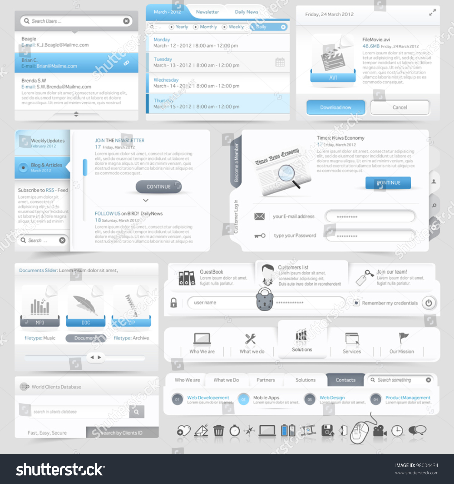 Web Site Design Navigation Elements Icons Stock Vector (Royalty Free) 98004434 | Shutterstock