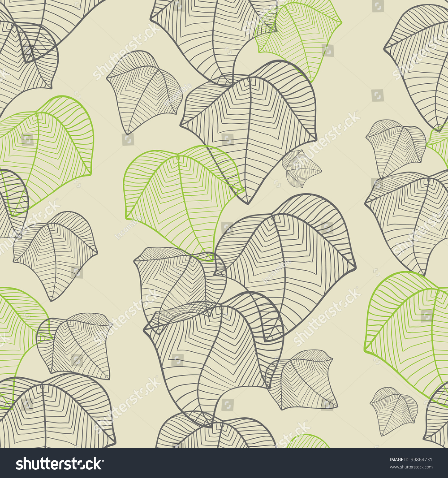 Vector Illustration Leaves Seamless Stylish Pattern Stock Vector