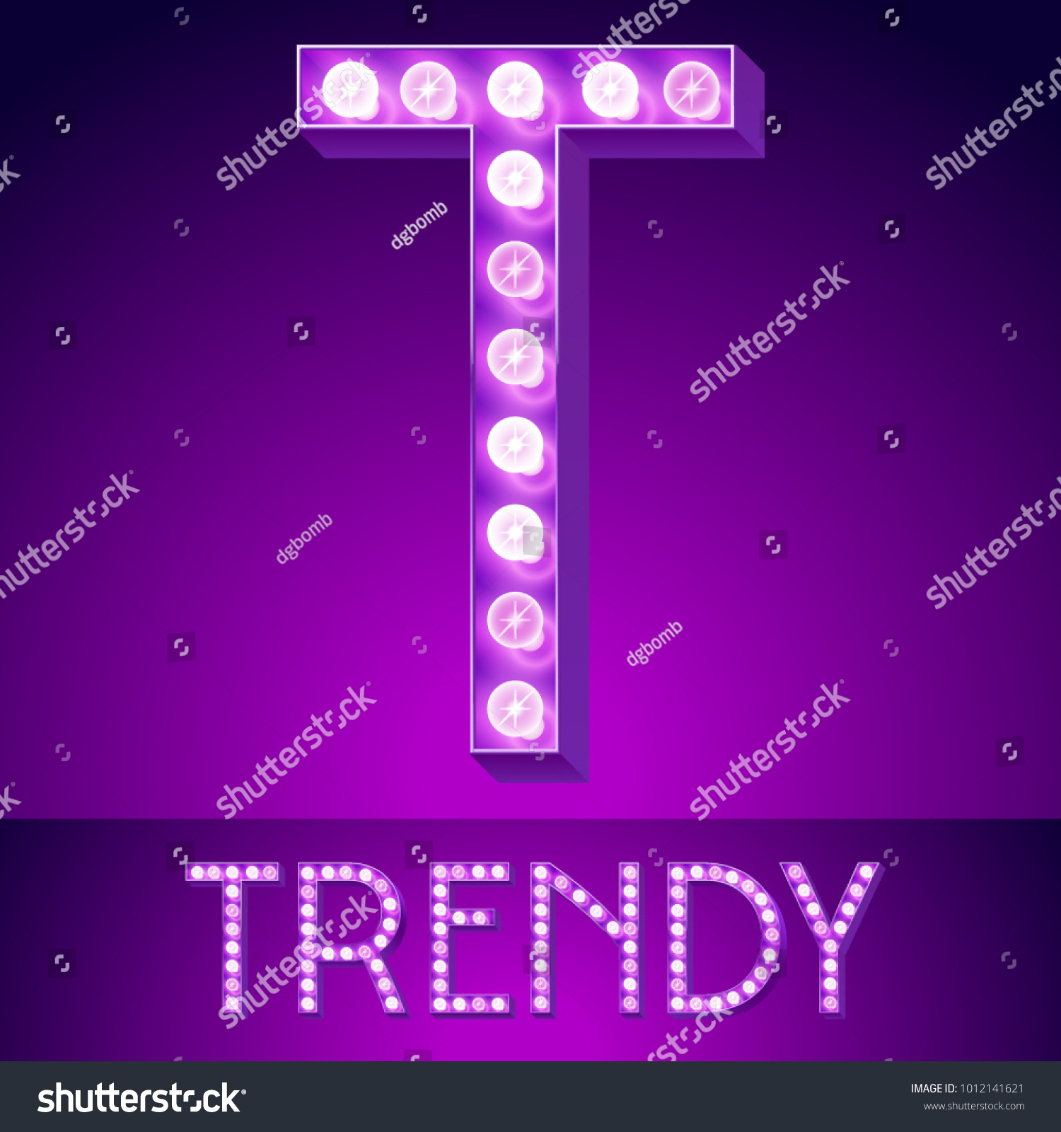 Vector Glowing Violet Chic Alphabet. Letter T - Royalty Free Stock ...