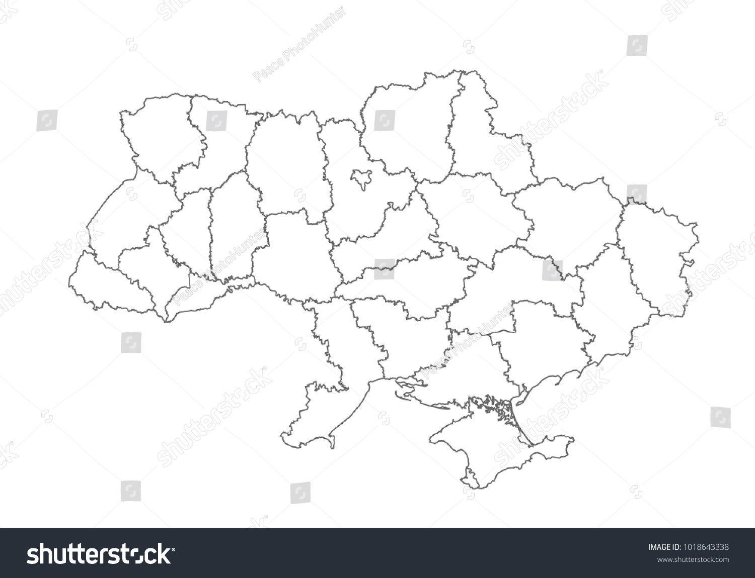 ukraine map with country borders, thin black - Royalty Free Stock ...