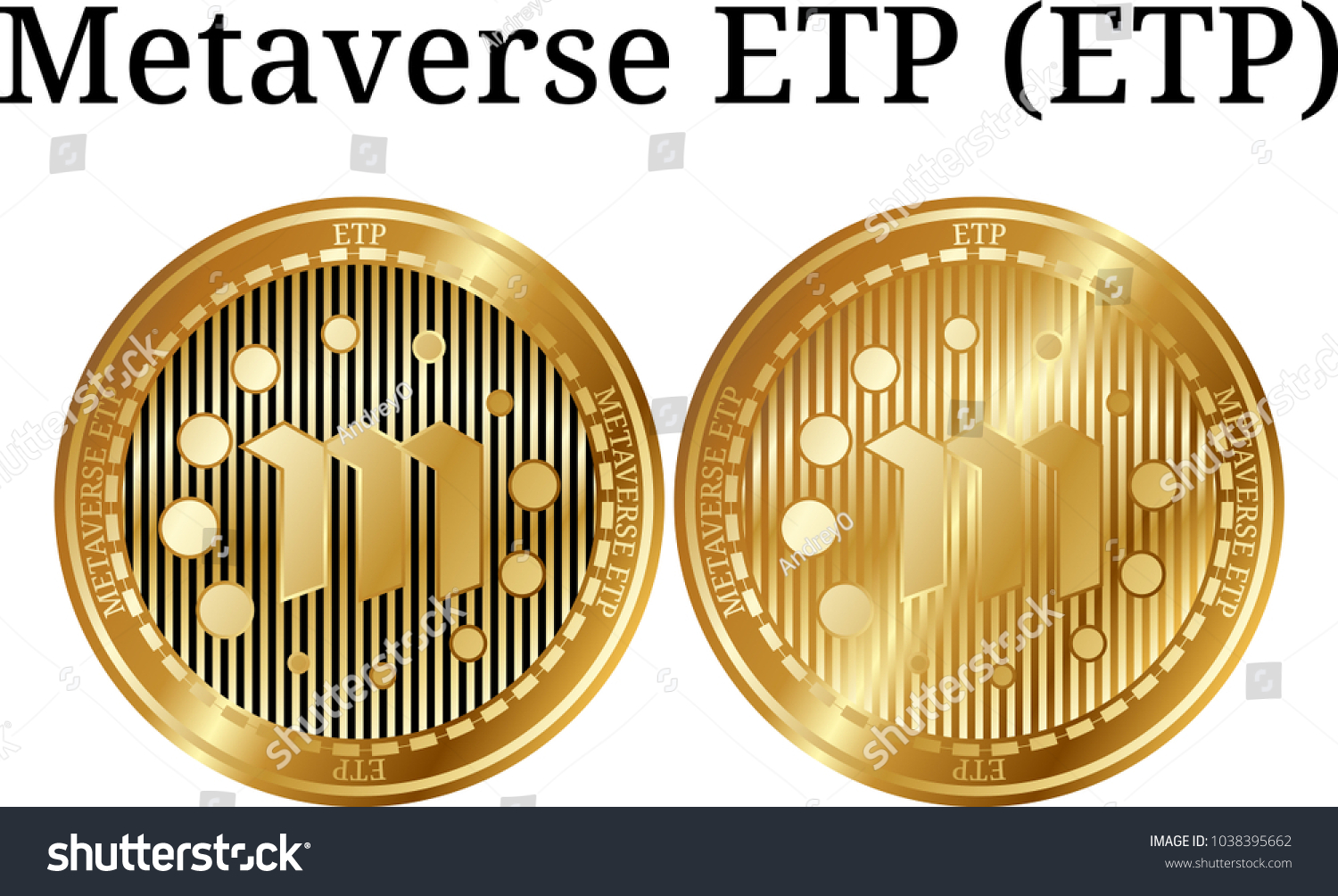Set Of Physical Golden Coin Metaverse Etp Etp Royalty Free Stock