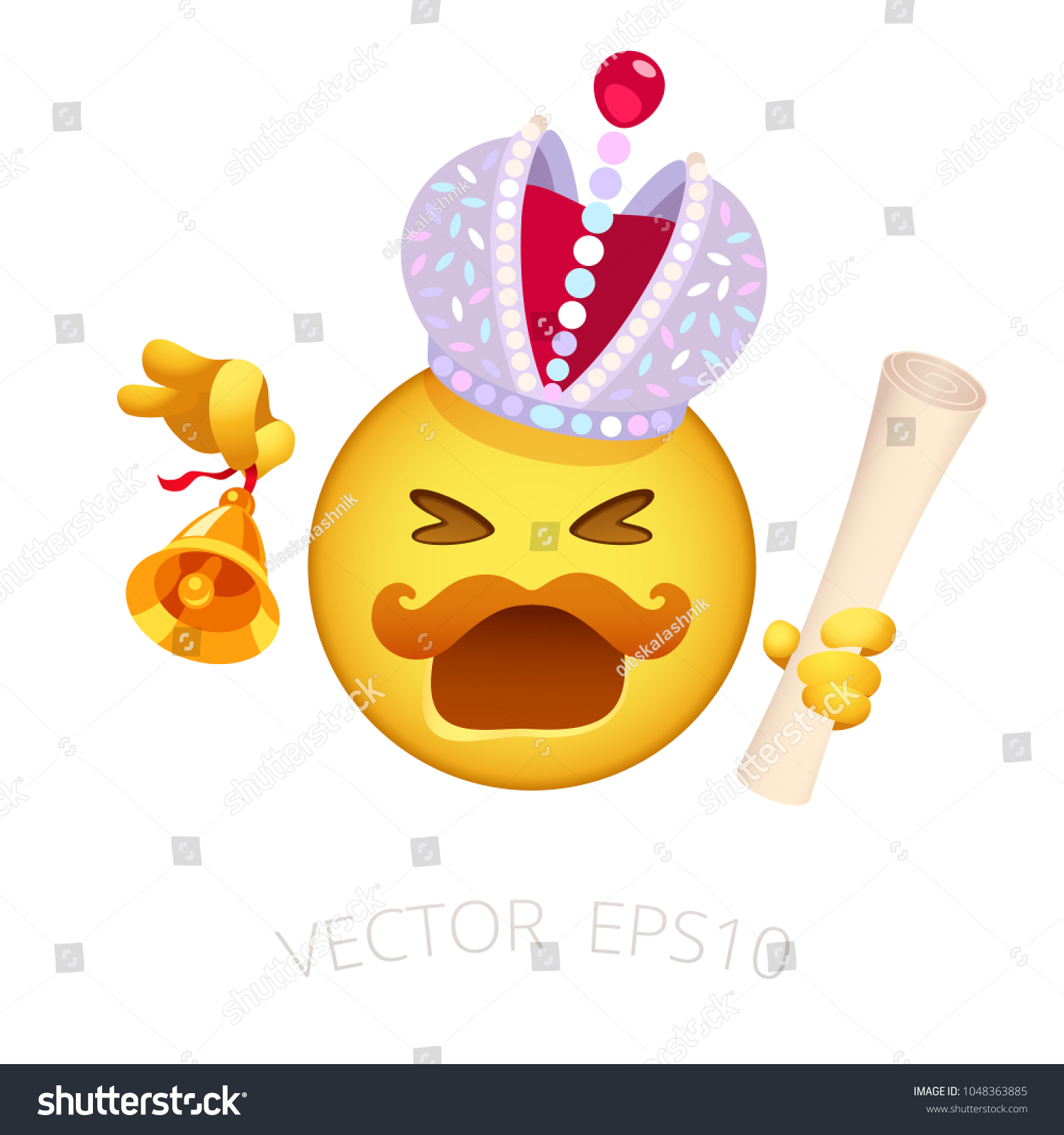 Vector King emoji. Angry monarch furiously - Royalty Free Stock Vector ...