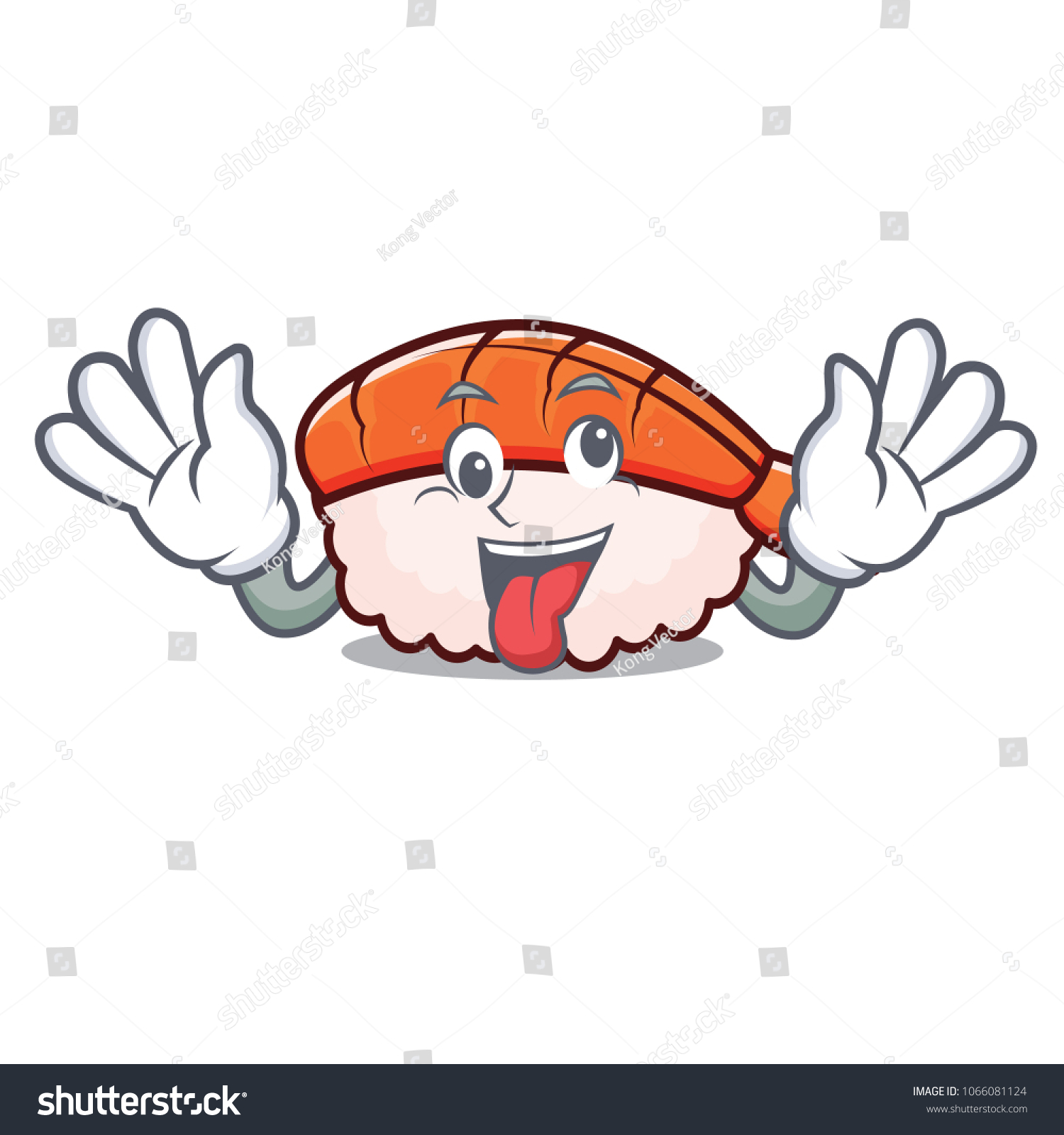 Crazy Ebi Sushi Mascot Cartoon Royalty Free Stock Vector 1066081124