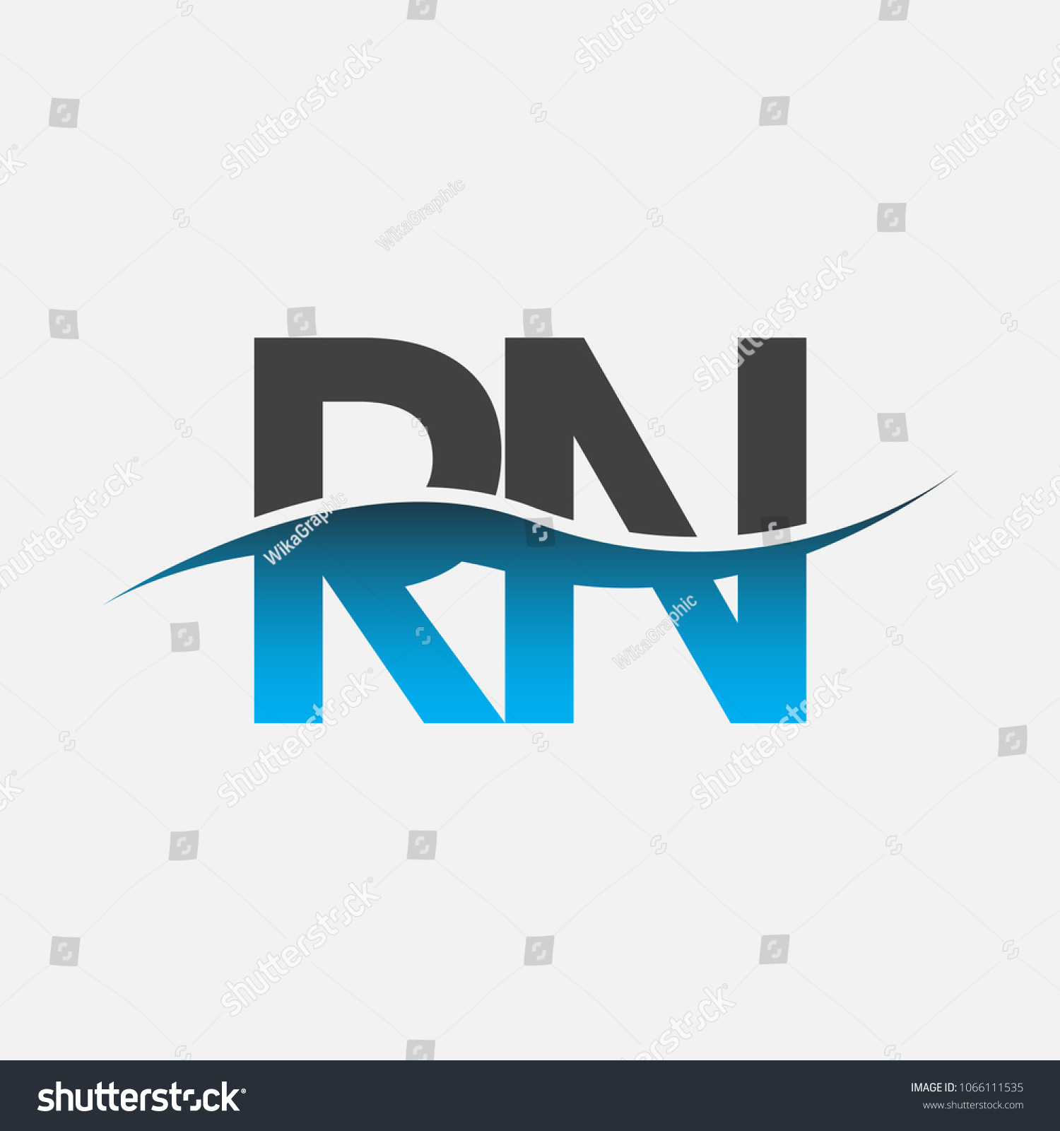 Initial letter logo RN company name blue and - Royalty Free Stock ...