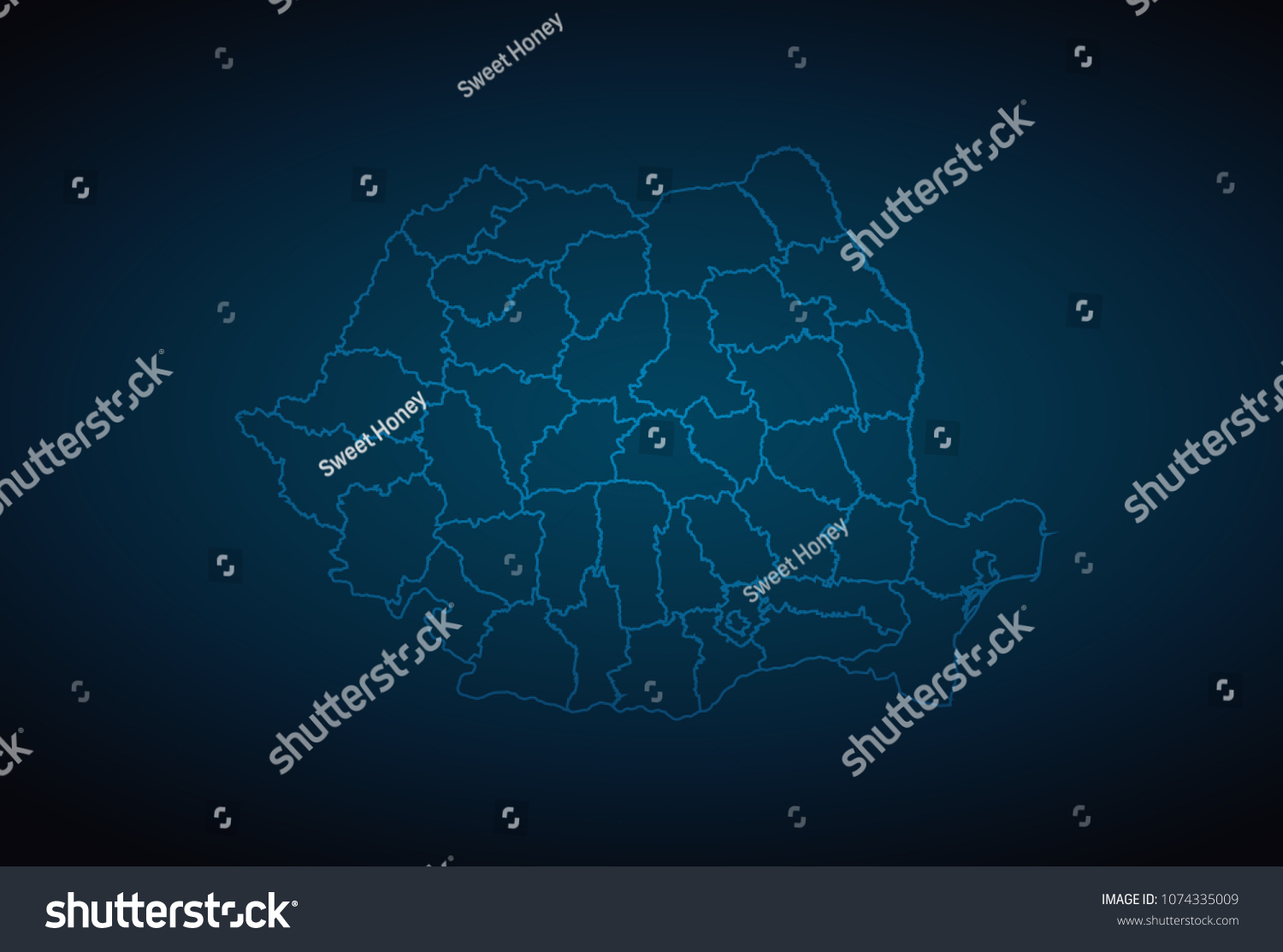 Map Romania-Abstract High Detailed Glow Map on - Royalty Free Stock ...