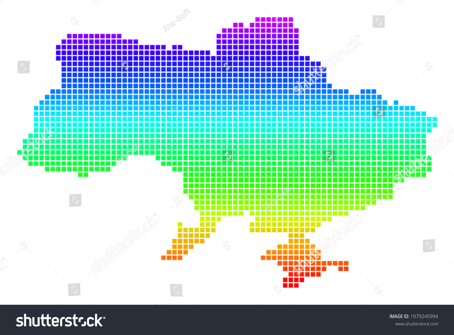 Colored Spectrum Pixel Ukraine Map With Crimea. - Royalty Free Stock ...