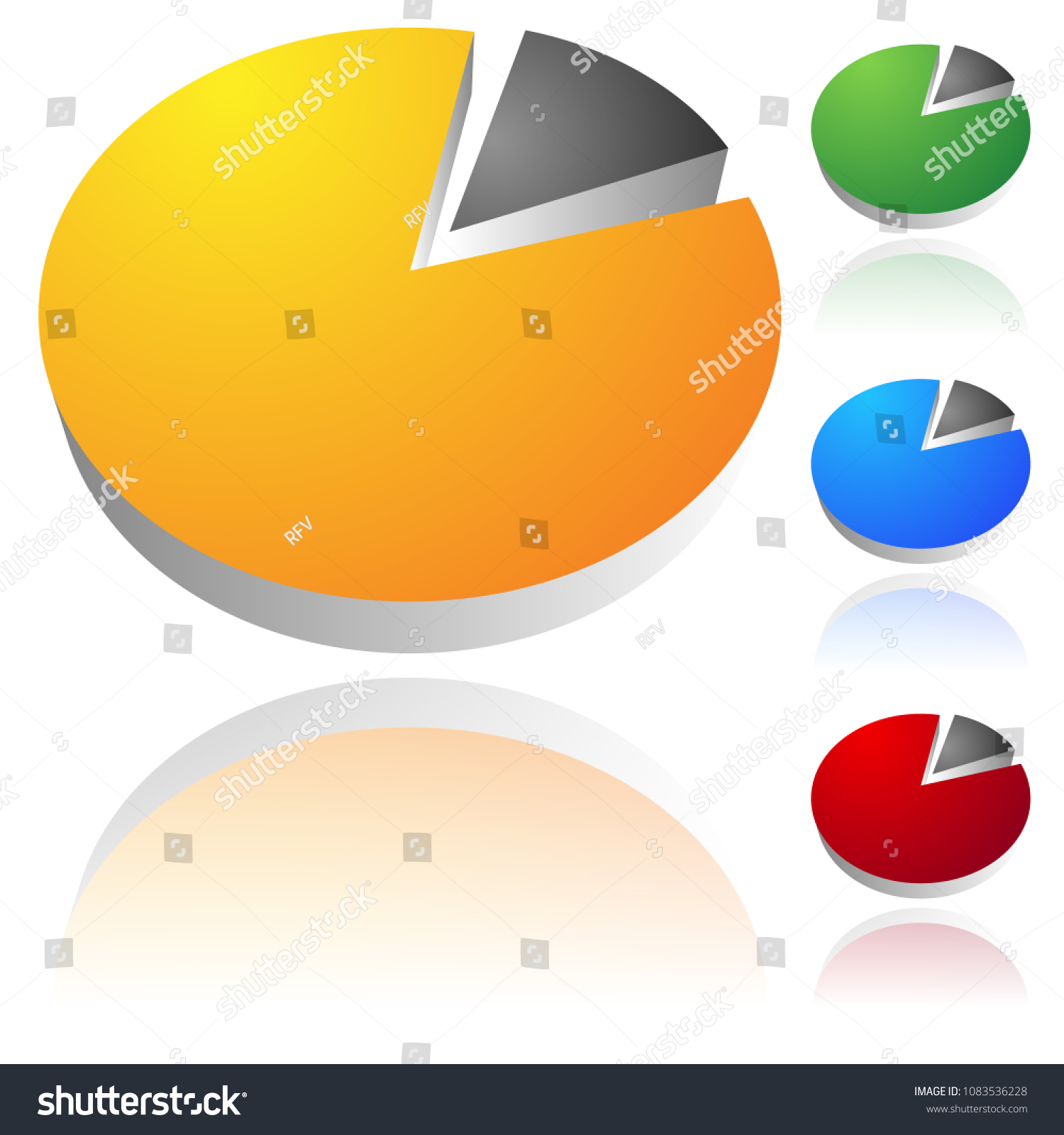 3d pie chart, pie graph in 4 colors - Royalty Free Stock Vector ...