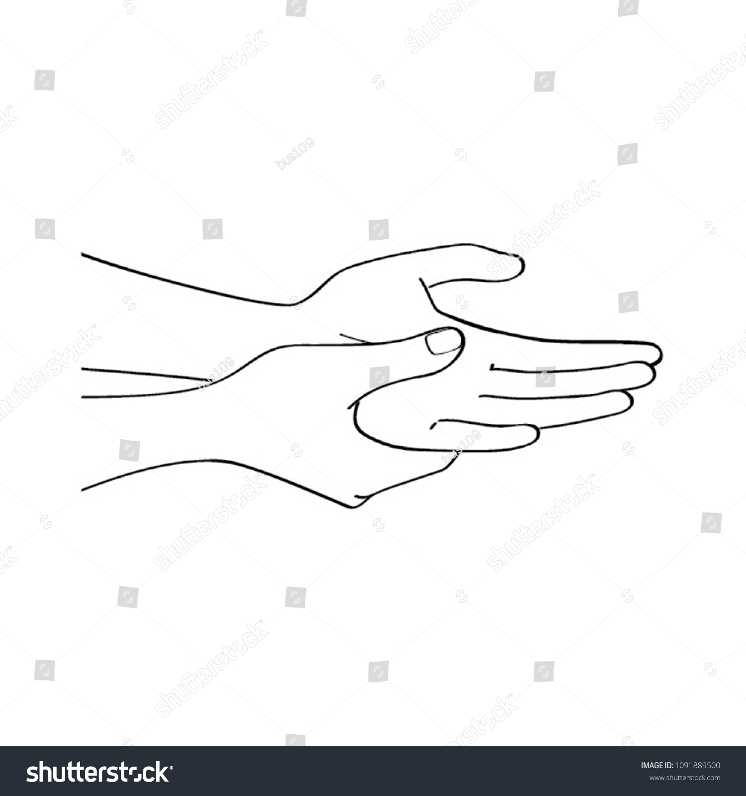 Hands Massage Line Drawing Vector Royalty Free Stock Vector 1091889500