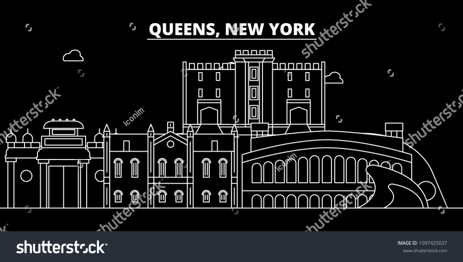Queens silhouette skyline. USA - Queens vector - Royalty Free Stock ...