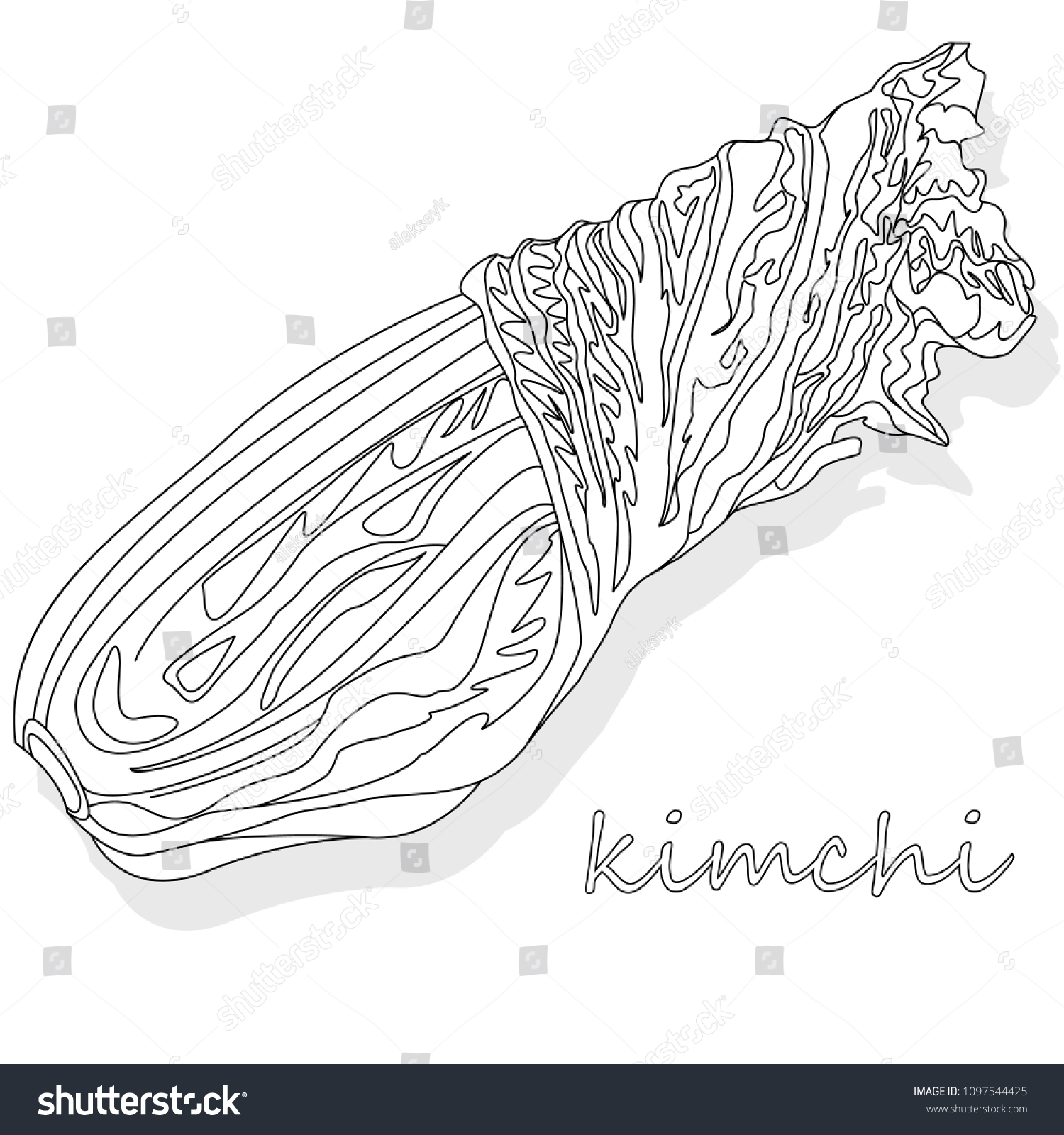 Kimchi, traditional korean food. Illustration on - Royalty Free Stock ...