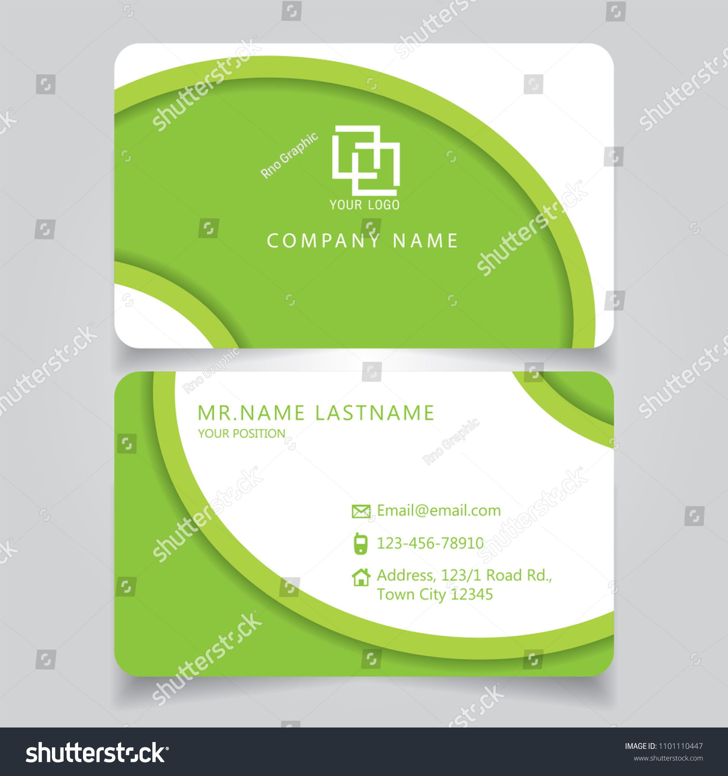 Modern Green name card and business card with - Royalty Free Stock ...