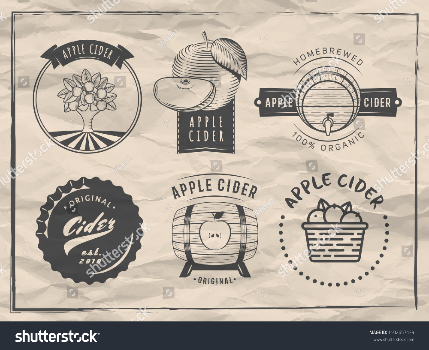 Vector cider logos and badges. Set of retro - Royalty Free Stock Vector ...