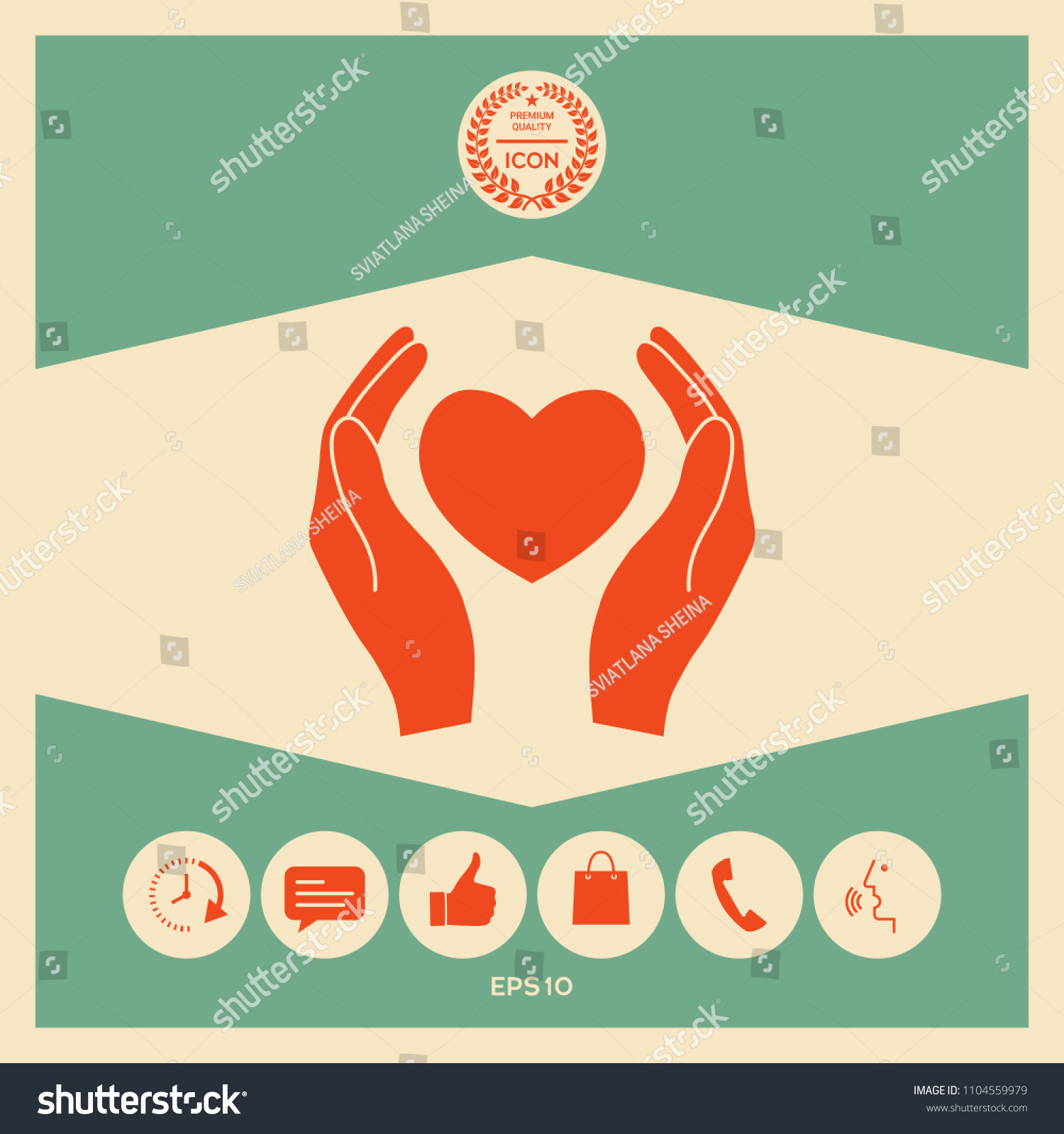 Hands holding heart symbol - Royalty Free Stock Vector 1104559979 ...