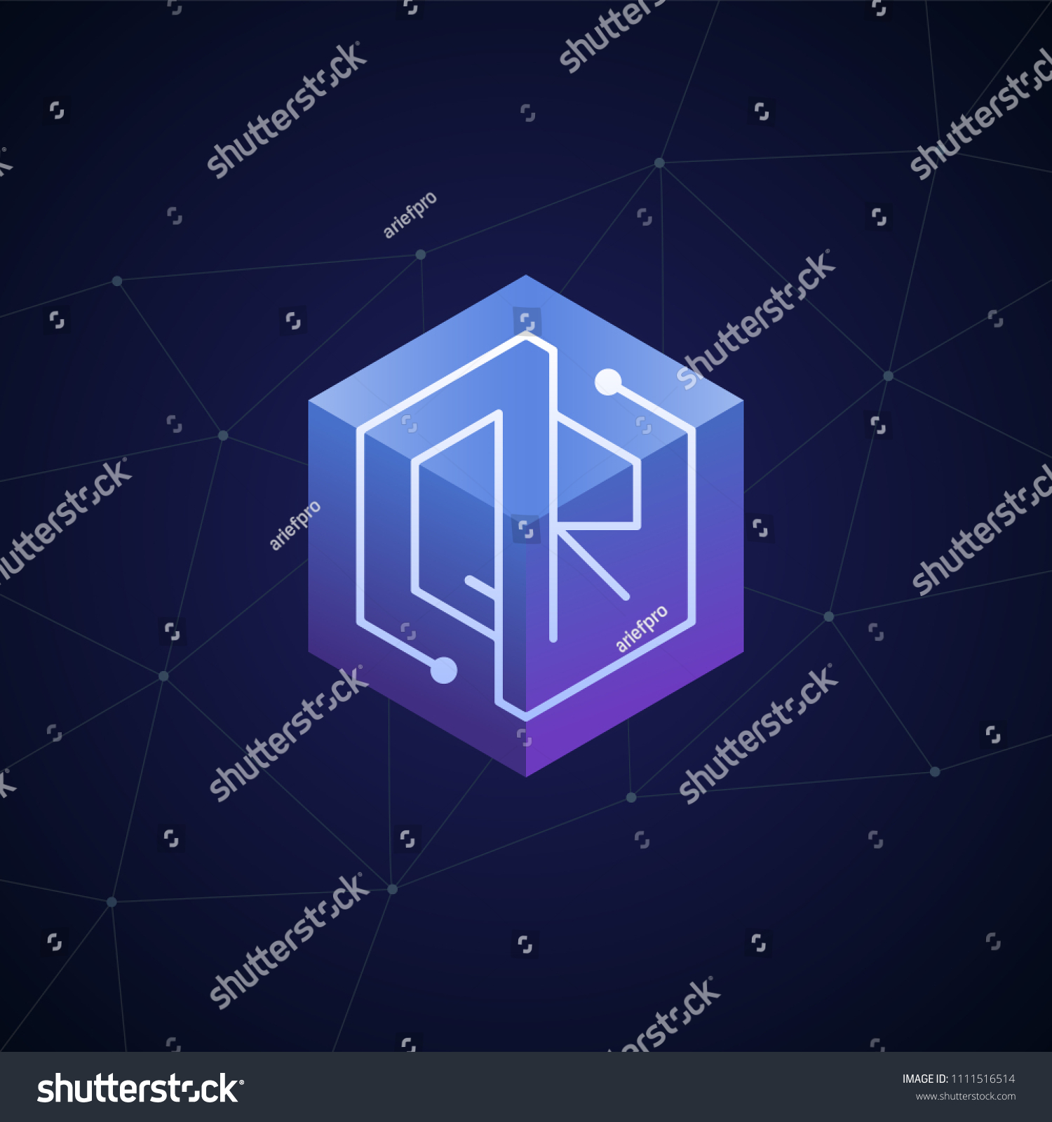 Initial letter QR, block chain, looping mono - Royalty Free Stock ...