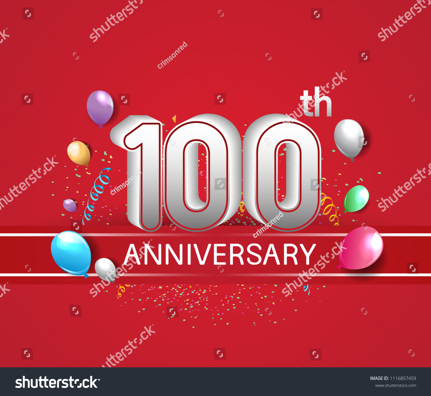 100th anniversary design red background with - Royalty Free Stock ...