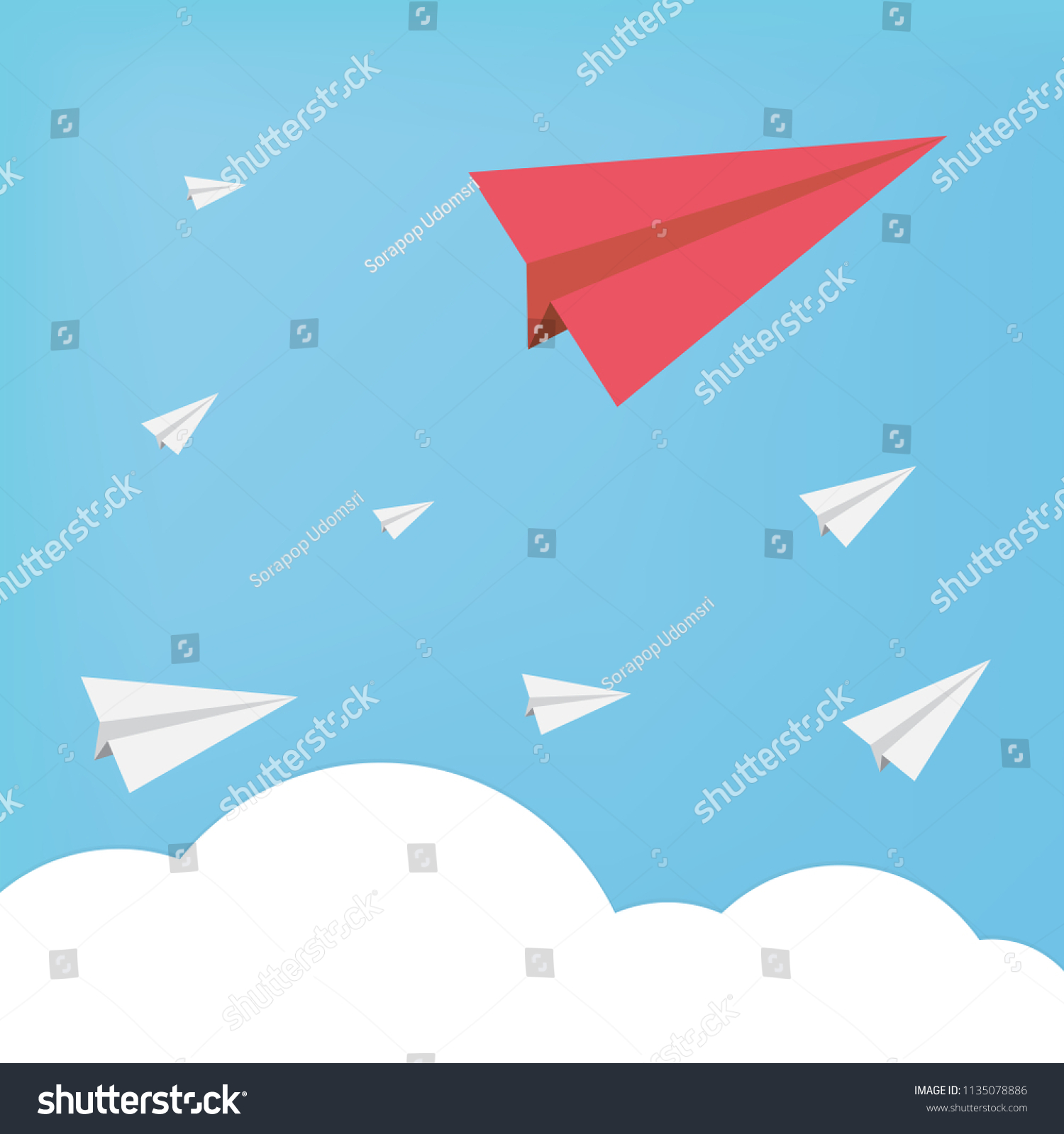 Paper airplane leadership flying, business - Royalty Free Stock Vector ...