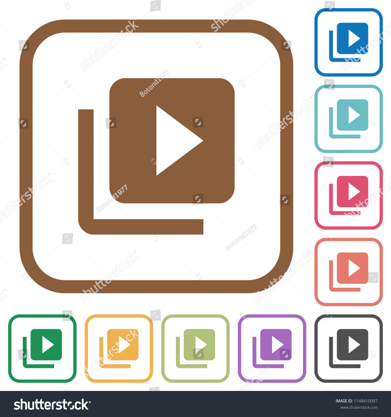 Video library simple icons in color rounded - Royalty Free Stock Vector ...