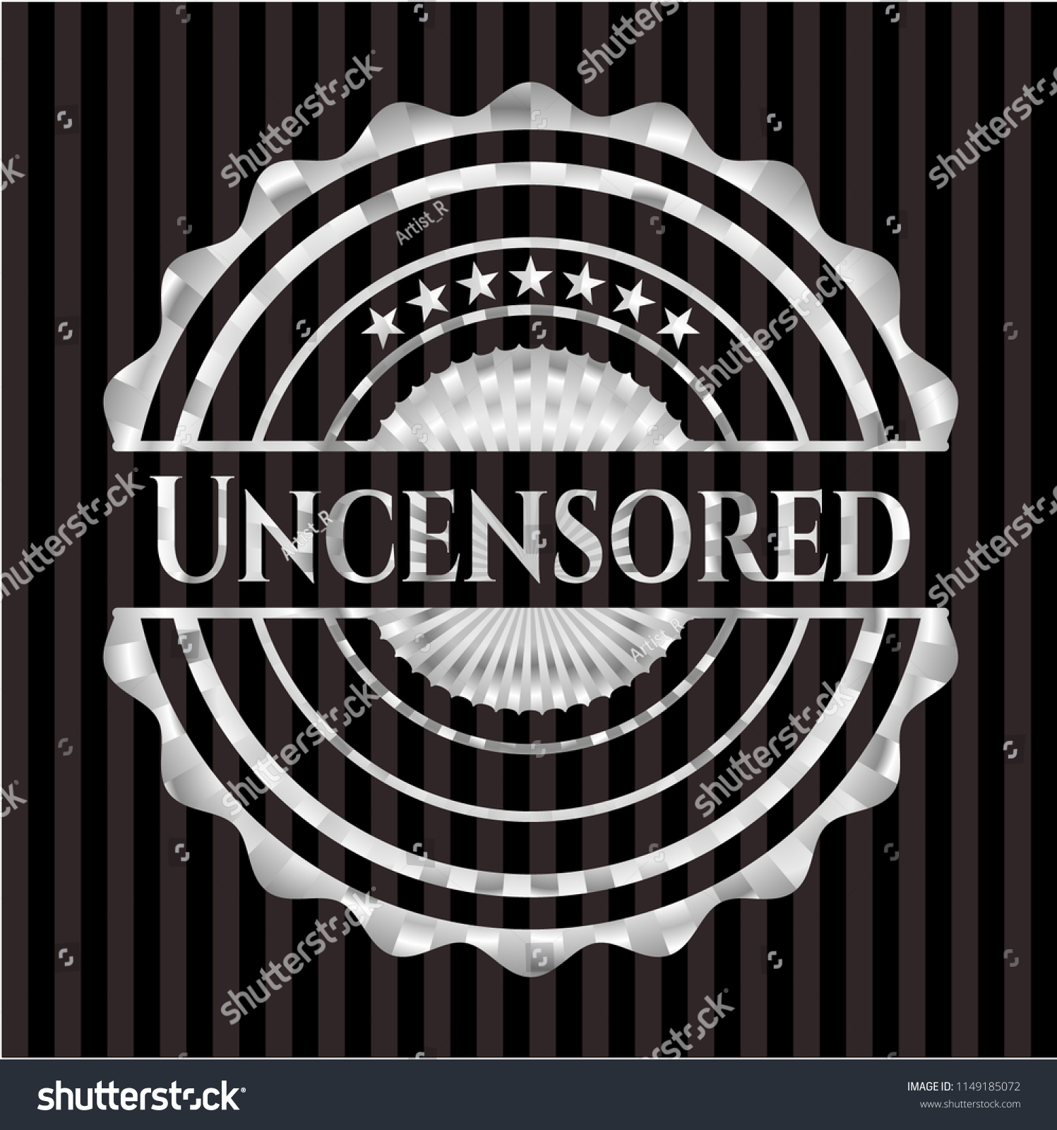 Uncensored Silvery Emblem Royalty Free Stock Vector 1149185072