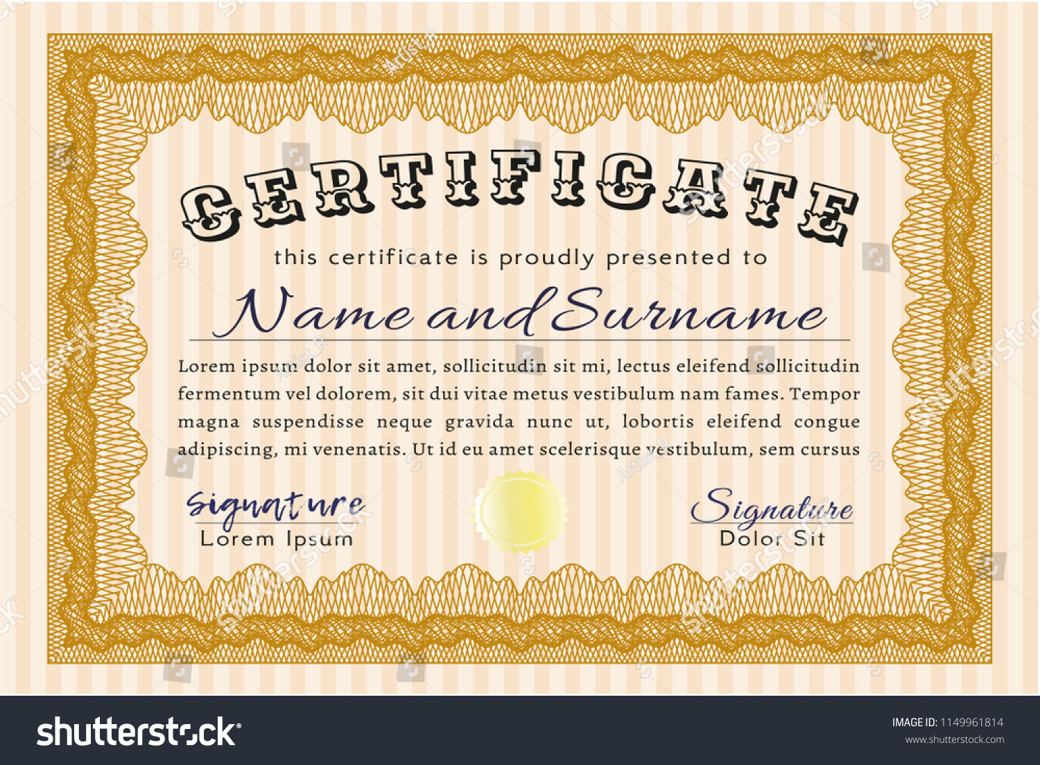 Orange Diploma template. With great quality - Royalty Free Stock Vector ...