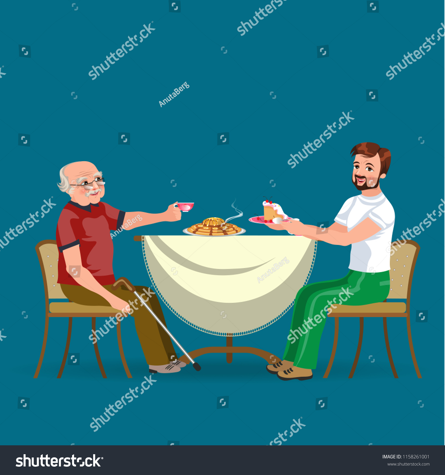 family eating dinner at home, happy people eat - Royalty Free Stock ...