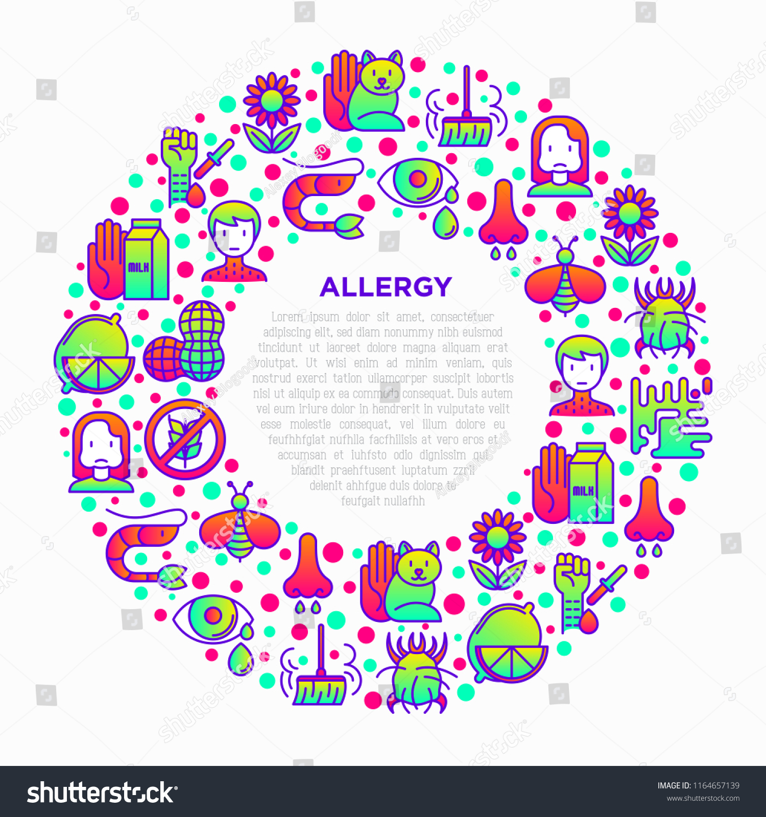 Allergy concept in circle with thin line icons: - Royalty Free Stock ... Allergy concept in circle with thin line icons: - Royalty Free Stock ...