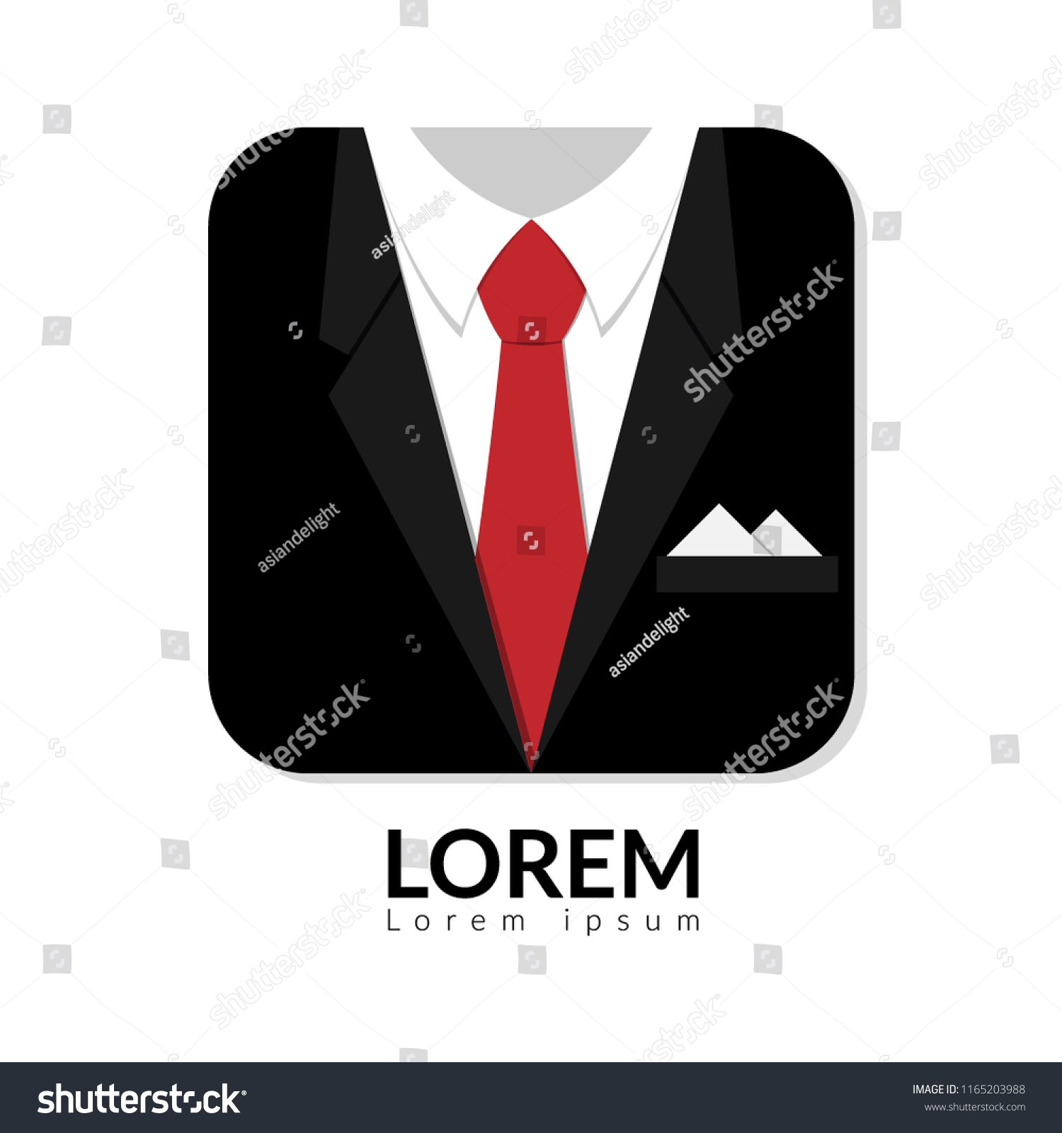 vector illustration of black man suit with red - Royalty Free Stock ...