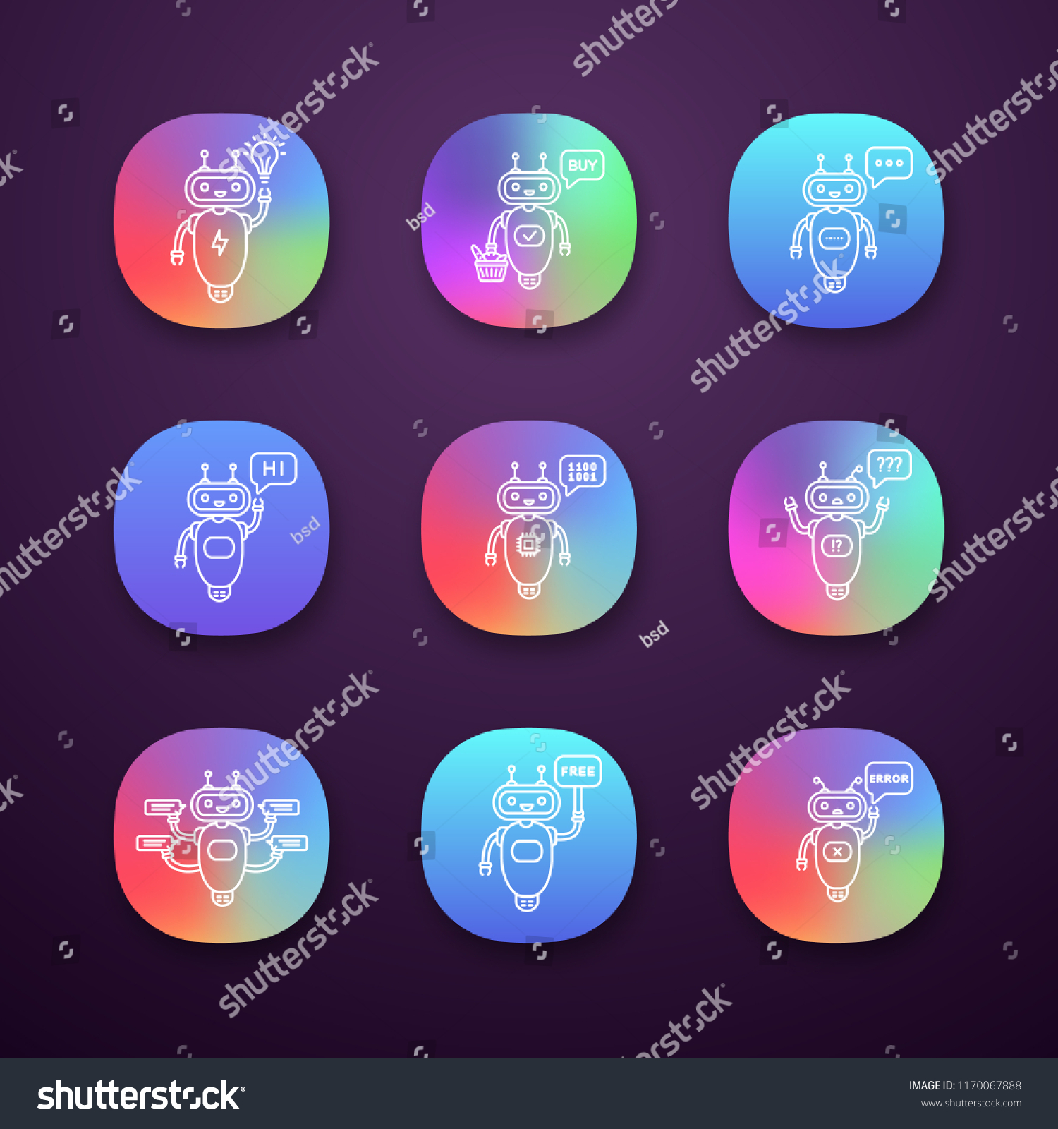 Chatbots app icons set. UI/UX user interface. - Royalty Free Stock ... Chatbots app icons set. UI/UX user interface. - Royalty Free Stock ...