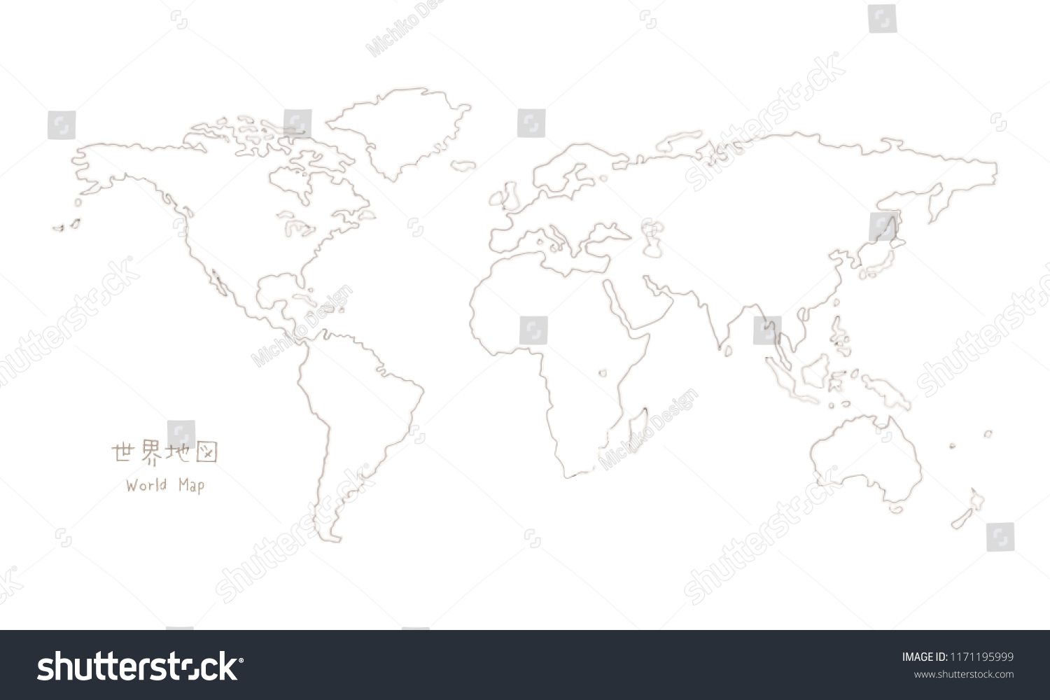Hand-drawn sketch world map, Mercator projection - Royalty Free Stock ...
