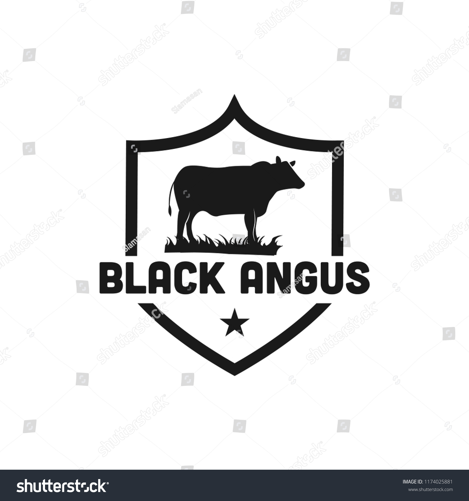 Black angus cattle logo emblem design template - Royalty Free Stock ...