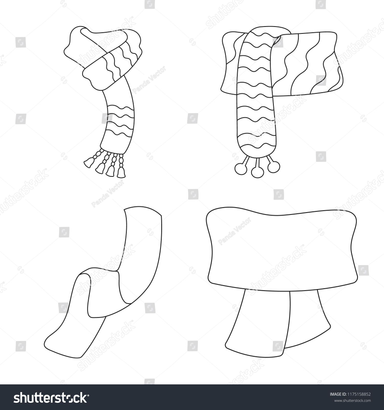 Vector design of scarf and shawl sign. Set of - Royalty Free Stock ...