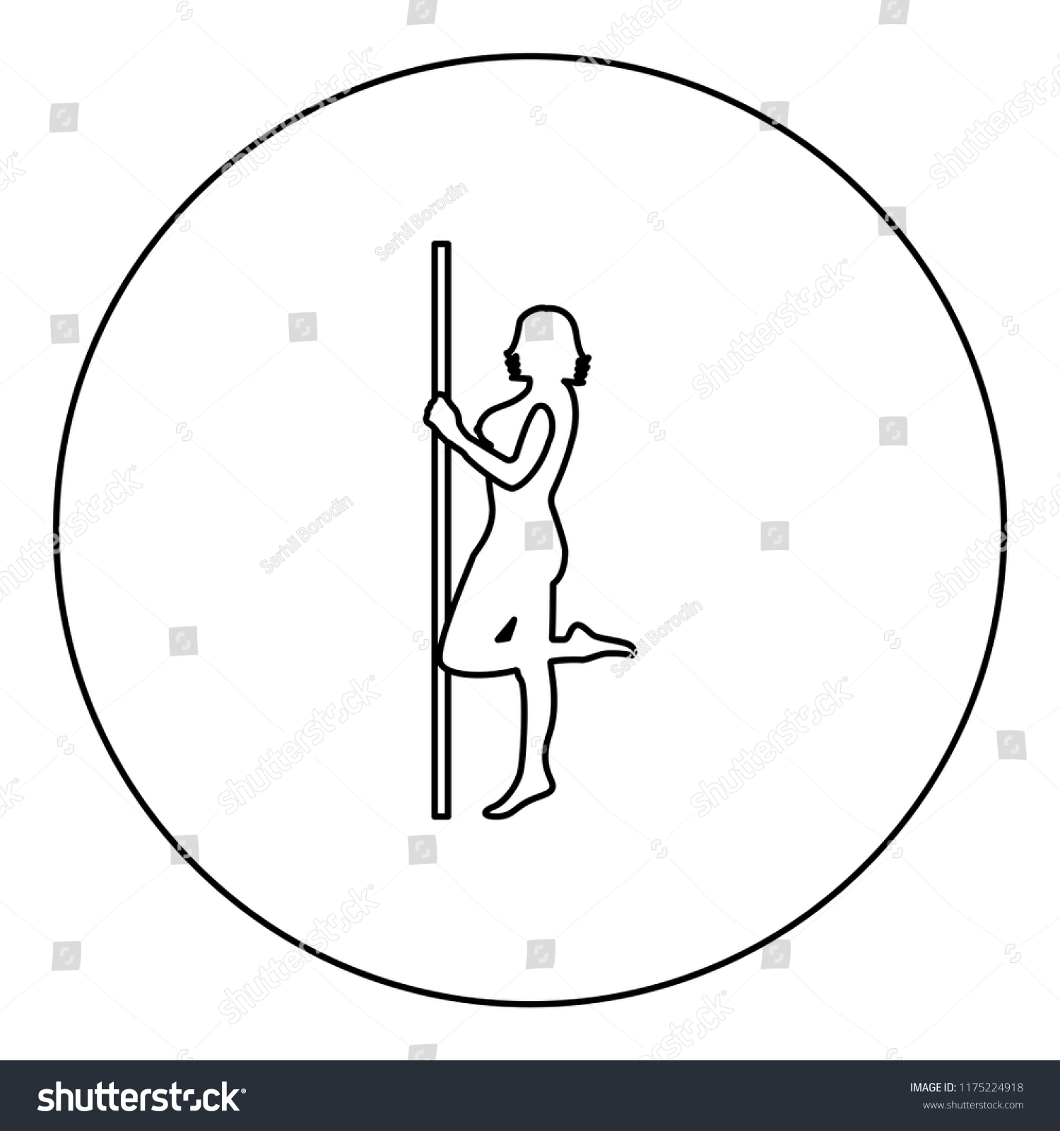 Striptease Performer Woman On Tube Icon Black Royalty Free Stock