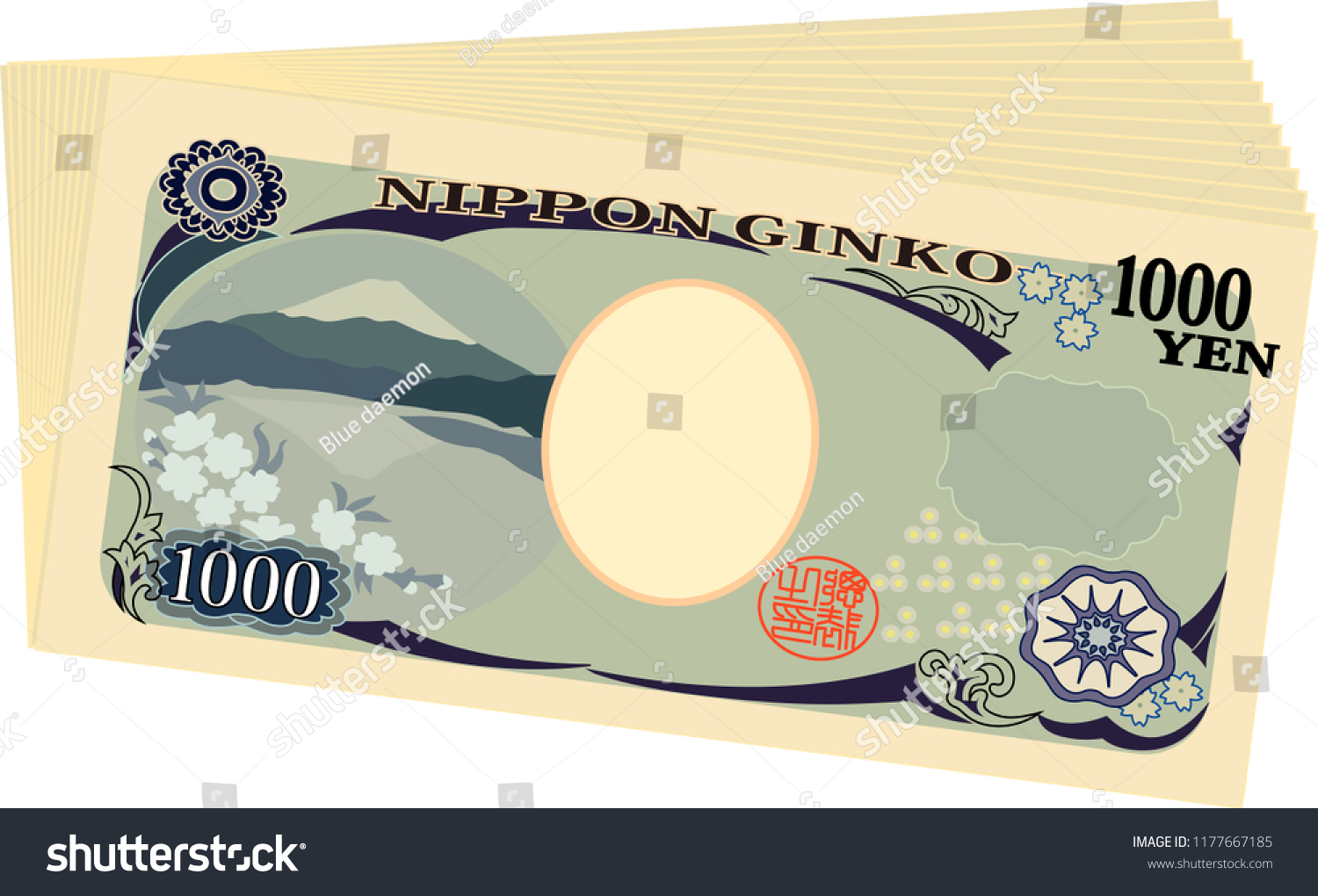Bunch of Back side of Japan's 1000 yen note.It - Royalty Free Stock ...
