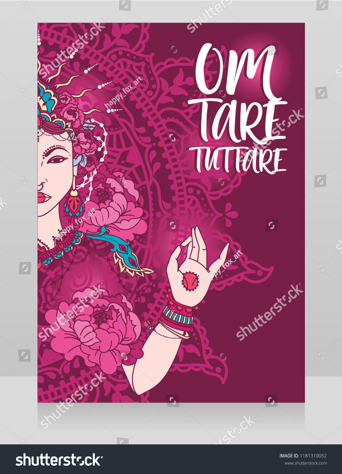 Poster with buddhist mantra "om tare tuttare" - Royalty Free Stock ...