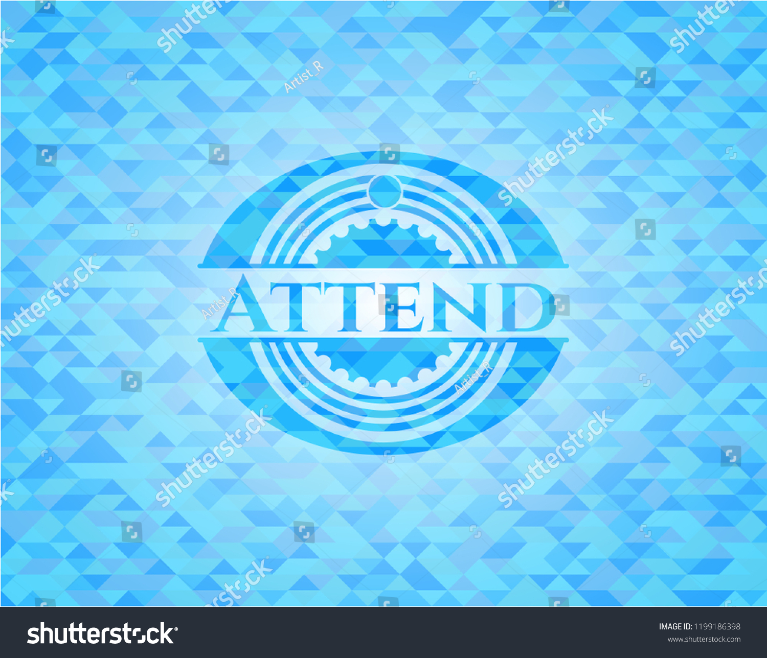 Attend light blue emblem with triangle mosaic - Royalty Free Stock ...